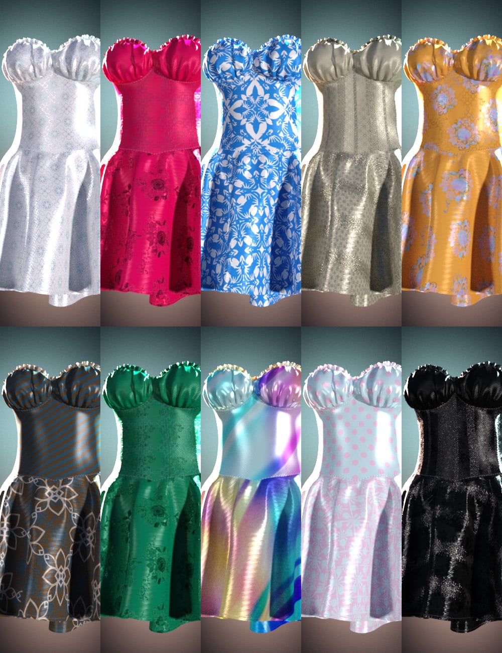 Extra Textures for Ruffled Party Dress | Daz 3D