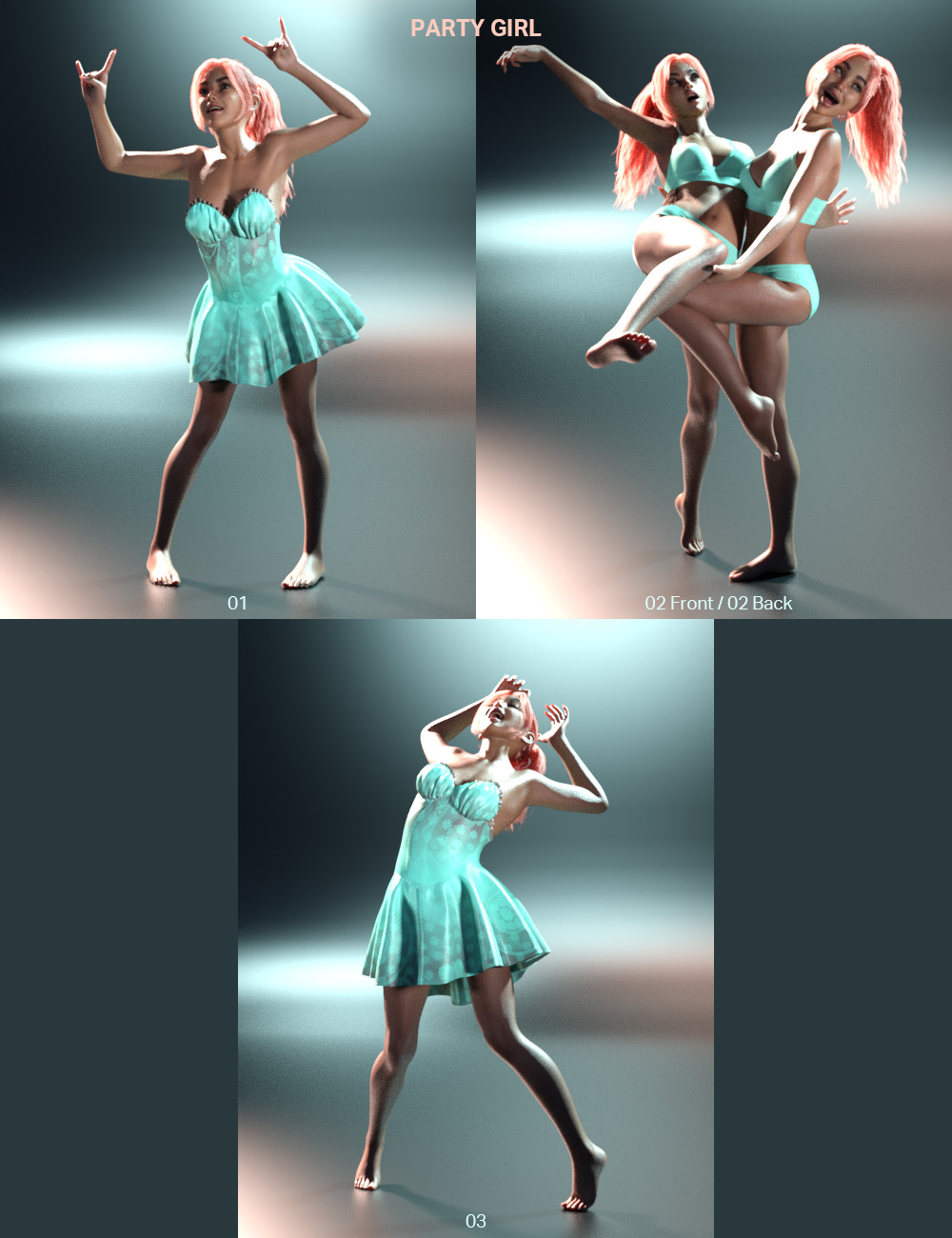 Party Girl Poses for Genesis 9 | Daz 3D
