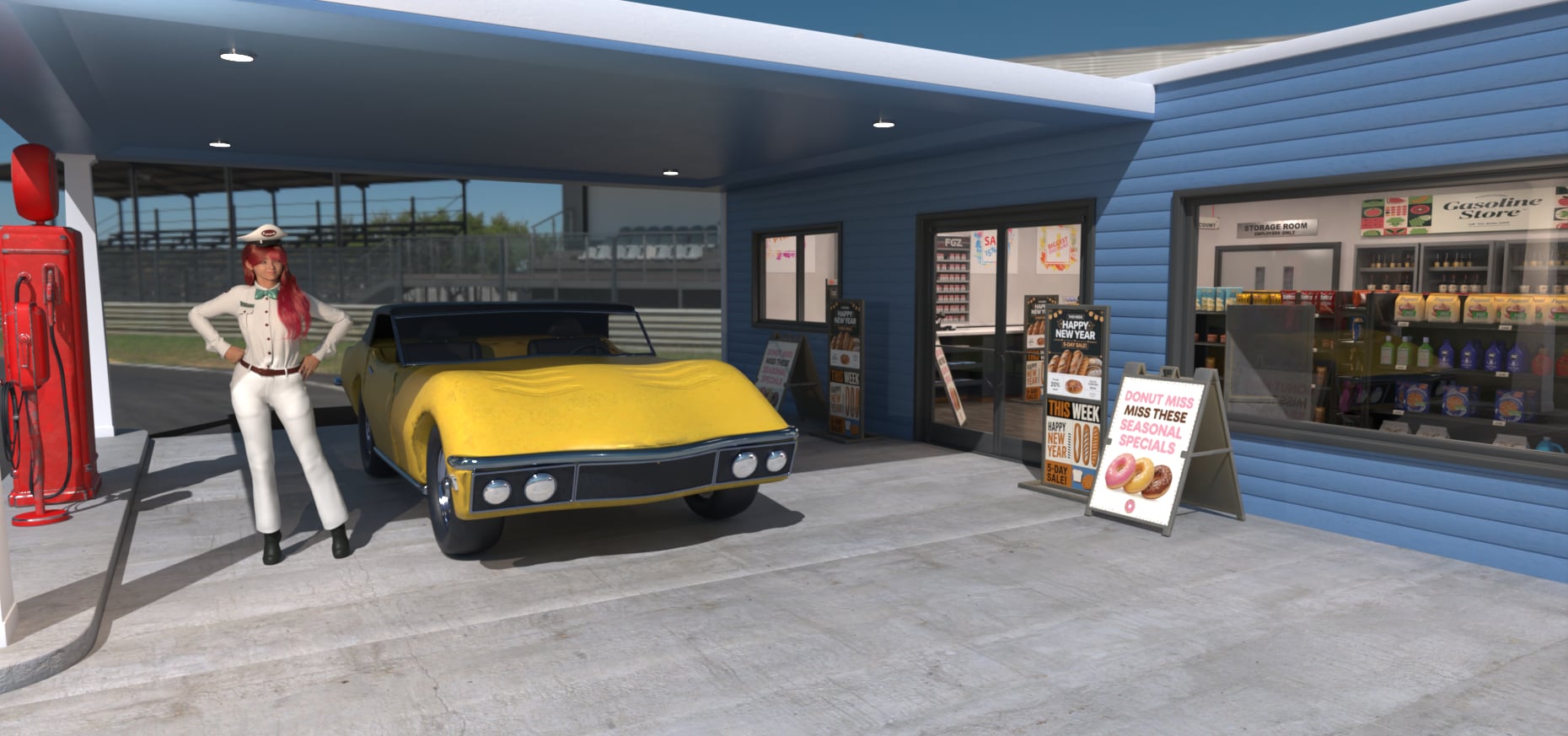 FG Road Side Gas Station | Daz 3D