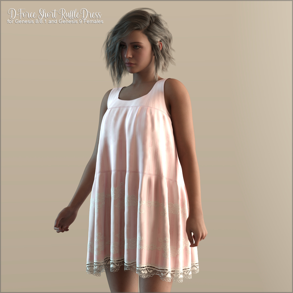 D-Force Short Ruffle Dress for Genesis 8/8.1/9/V9 | Daz 3D