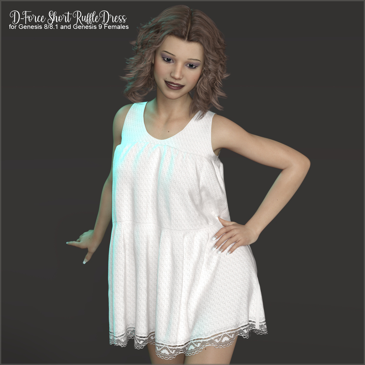 D-Force Short Ruffle Dress for Genesis 8/8.1/9/V9 | Daz 3D