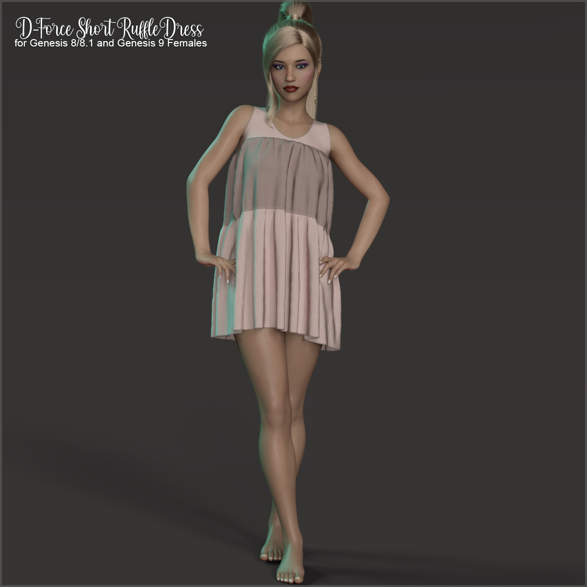 D-Force Short Ruffle Dress for Genesis 8/8.1/9/V9 | Daz 3D