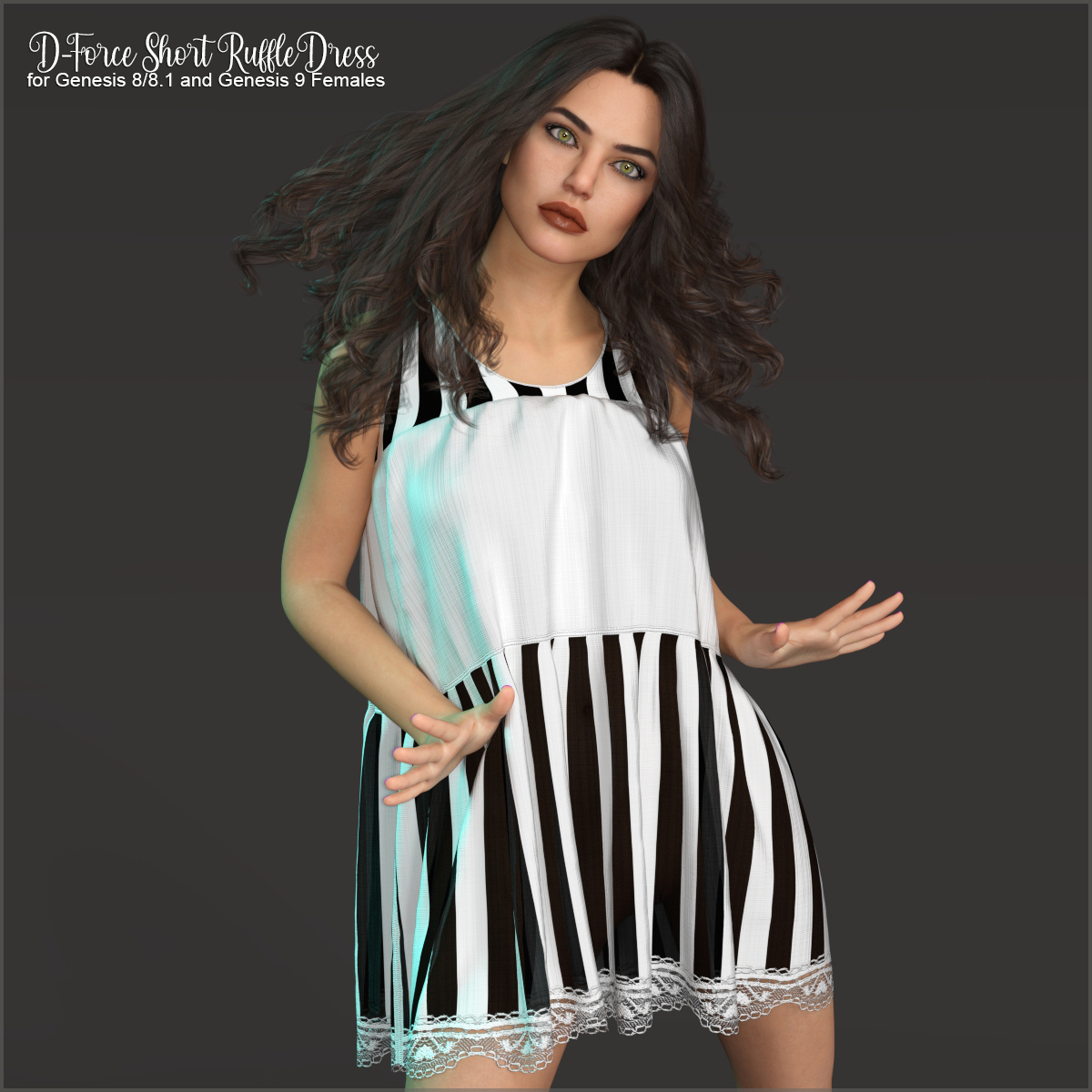 D-Force Short Ruffle Dress for Genesis 8/8.1/9/V9 | Daz 3D