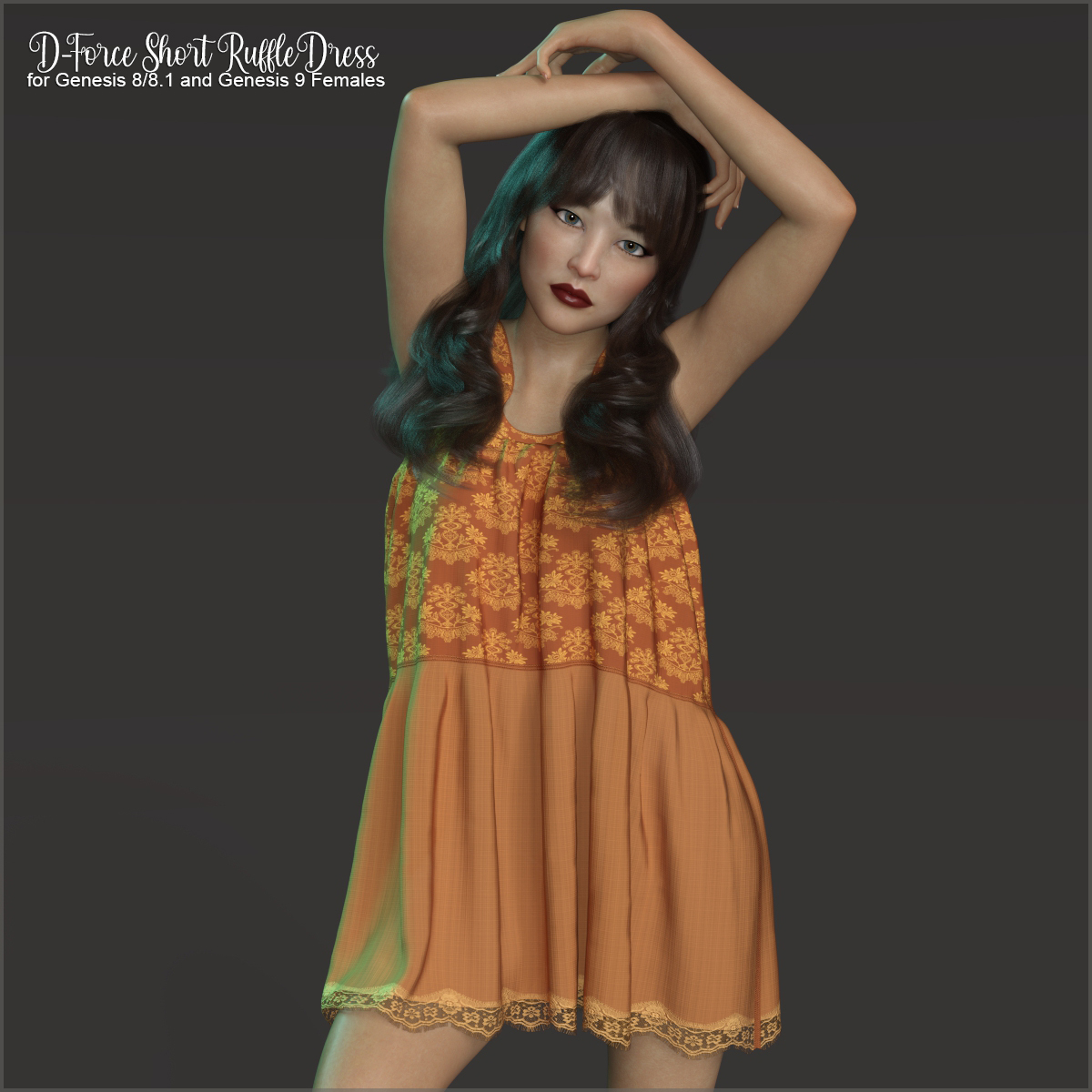 D-Force Short Ruffle Dress for Genesis 8/8.1/9/V9 | Daz 3D