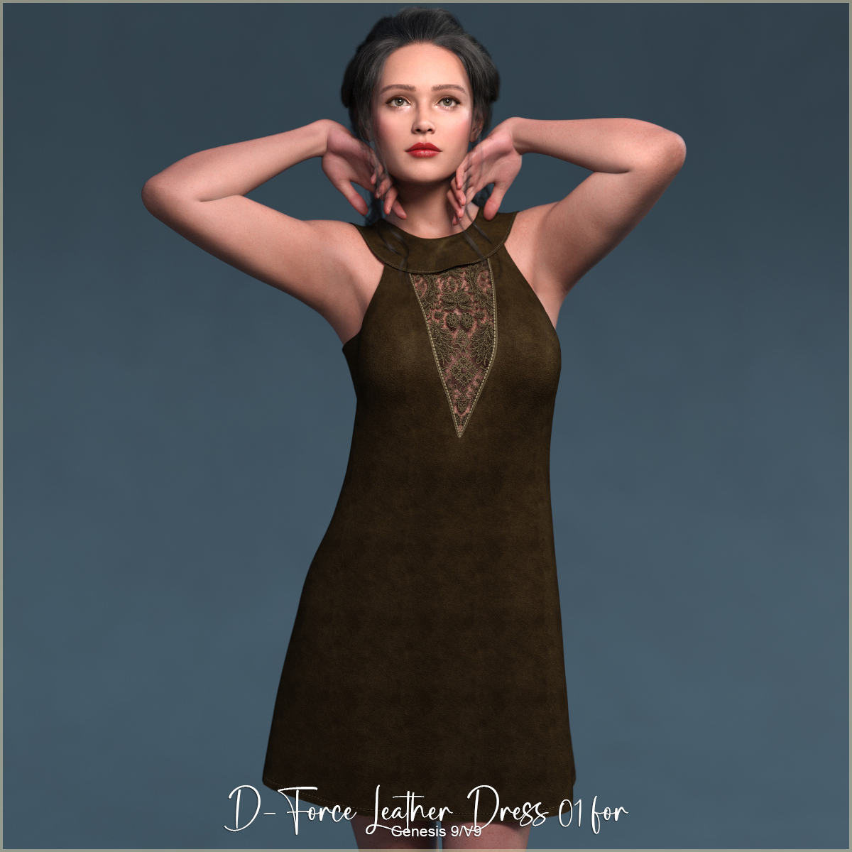 D-Force Leather Dress 01 for Genesis 9/V9 | Daz 3D
