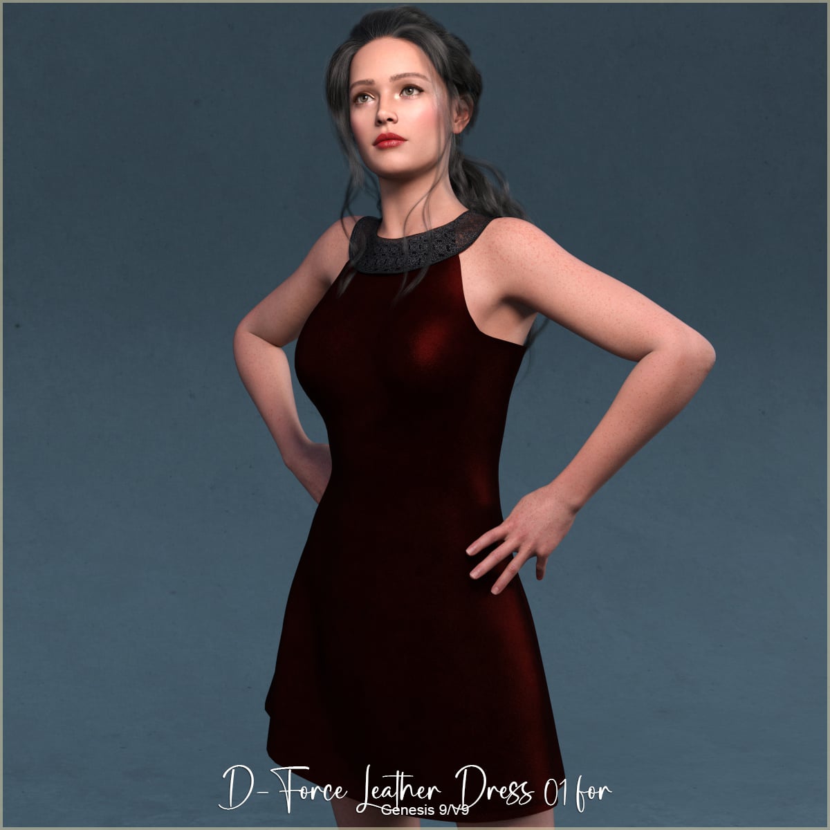 D-Force Leather Dress 01 for Genesis 9/V9 | Daz 3D