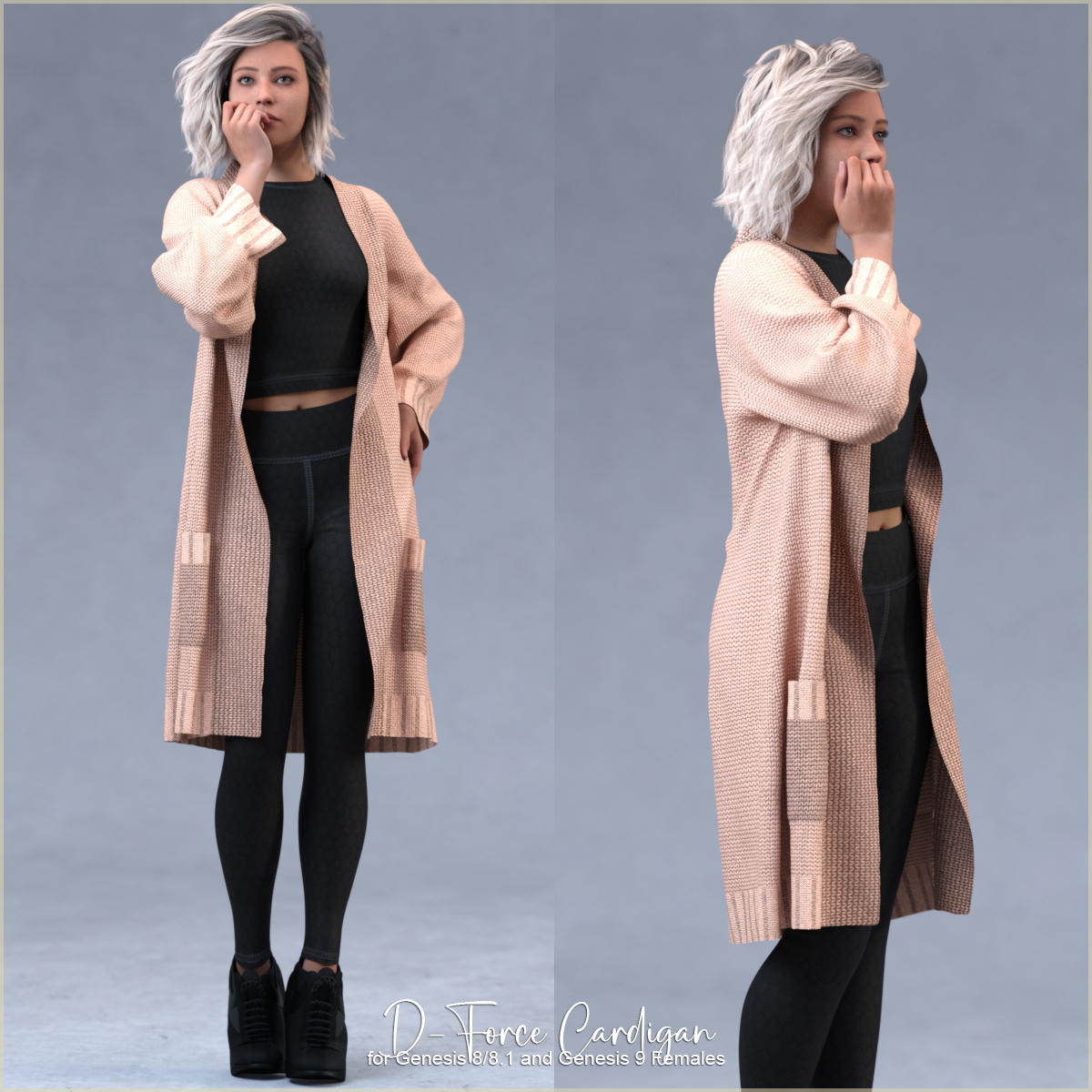 D-Force Cardigan for Genesis 8/8.1/9/V9 | Daz 3D