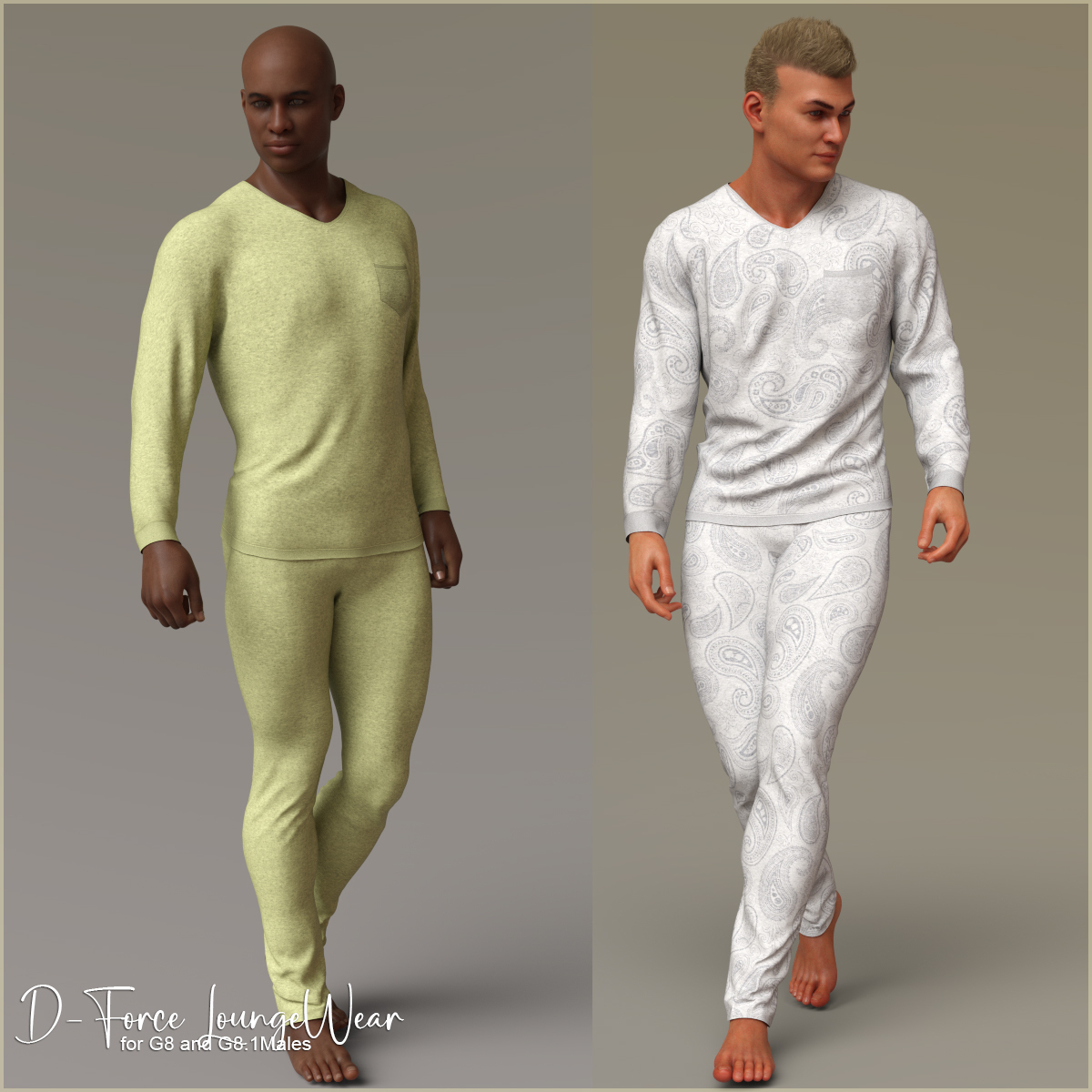 D-Force LoungeWear for G8 and G8.1 Males | Daz 3D