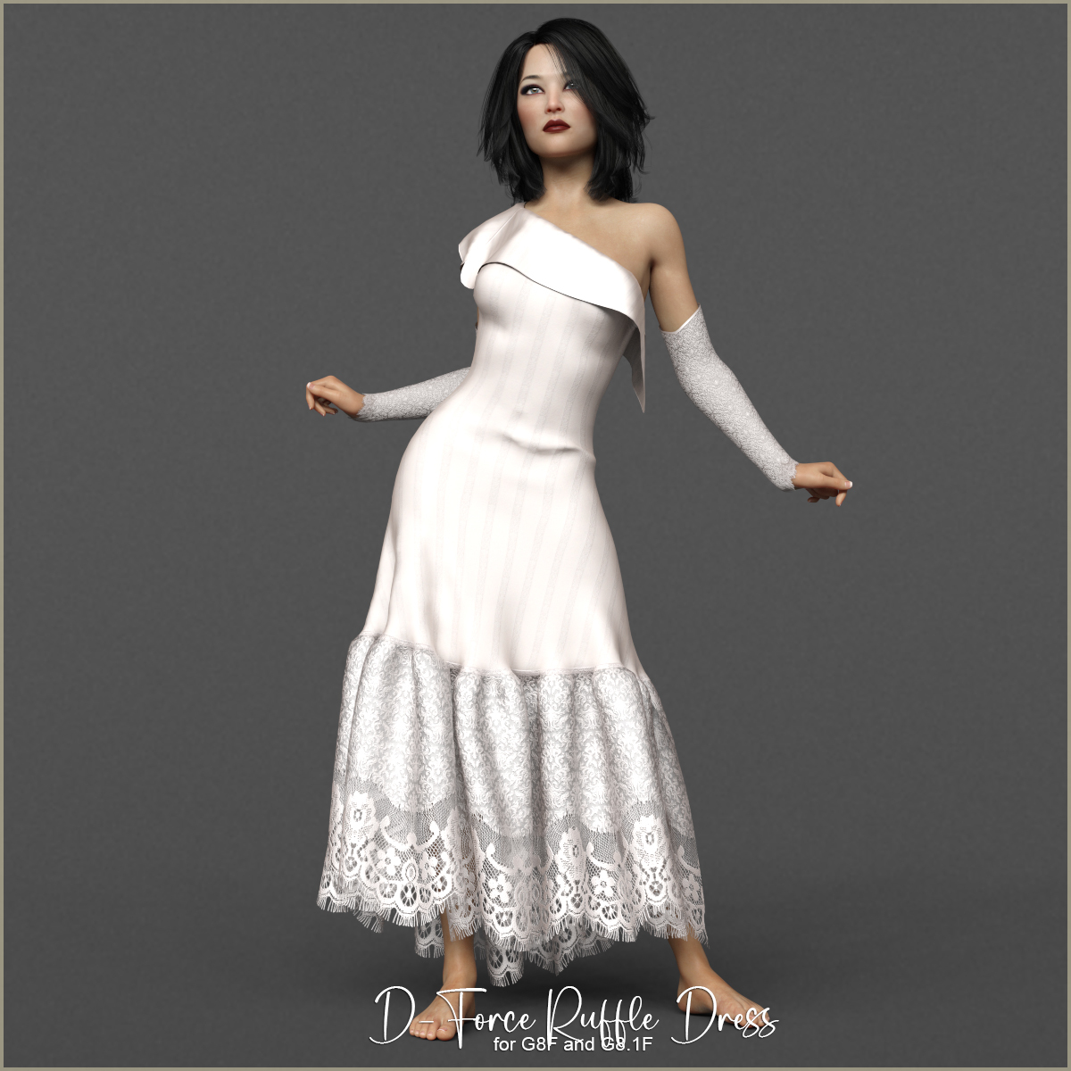 D-Force Ruffle Dress for G8F and G8.1F | Daz 3D