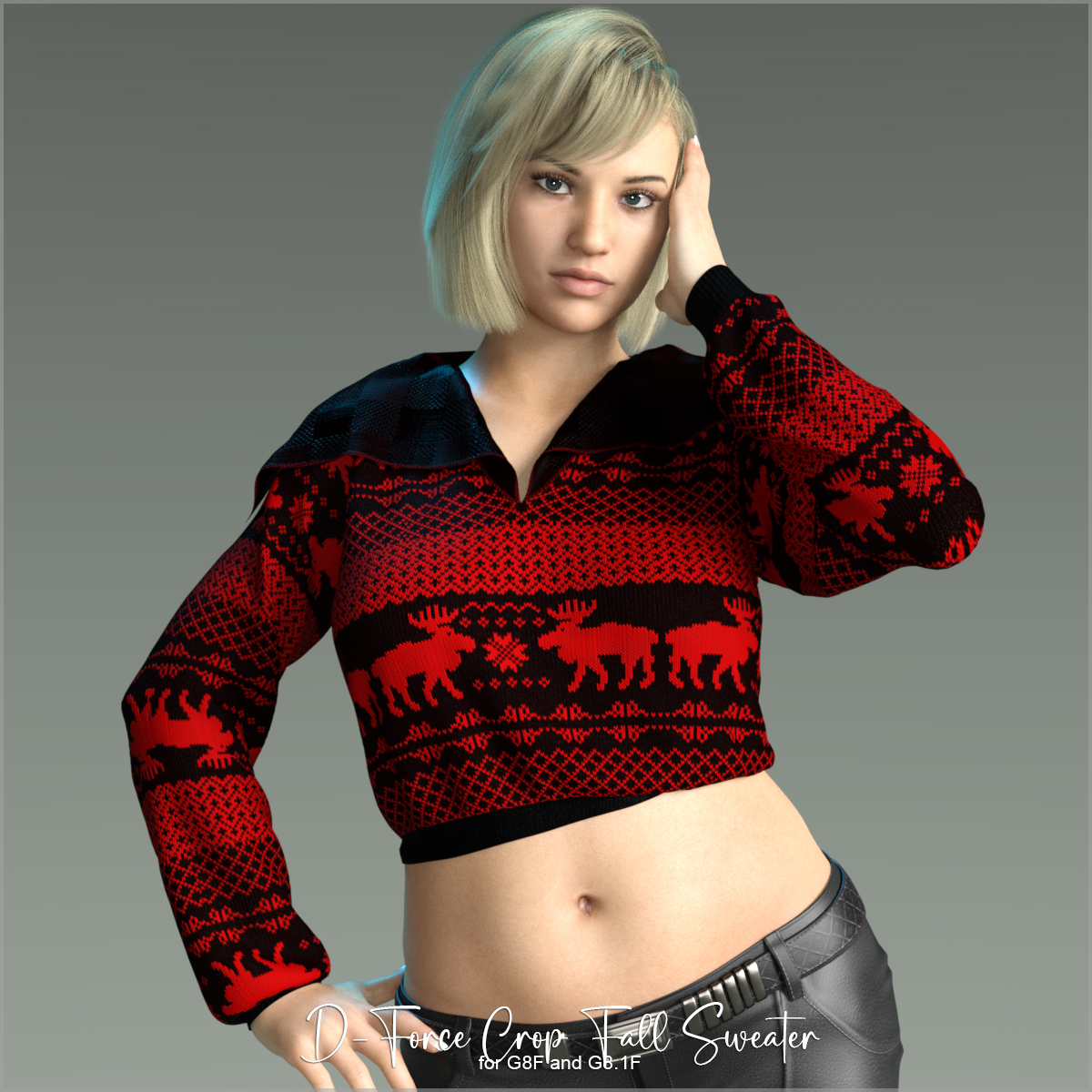 D-Force Fall Crop Sweater for G8F & G8.1F | Daz 3D