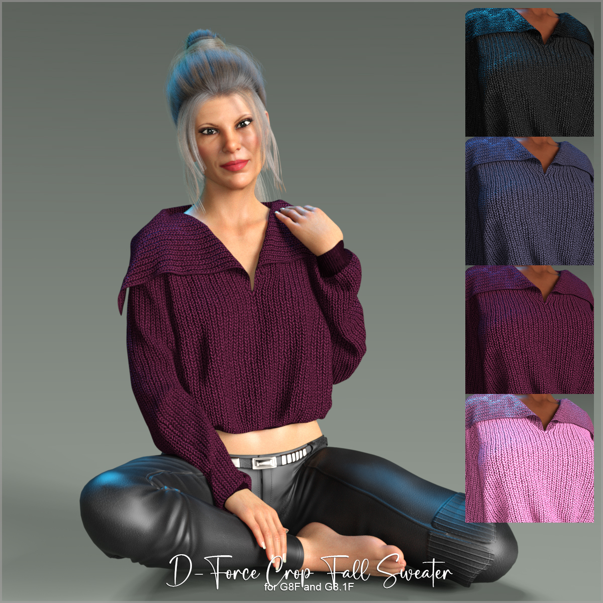 D-Force Fall Crop Sweater for G8F & G8.1F | Daz 3D