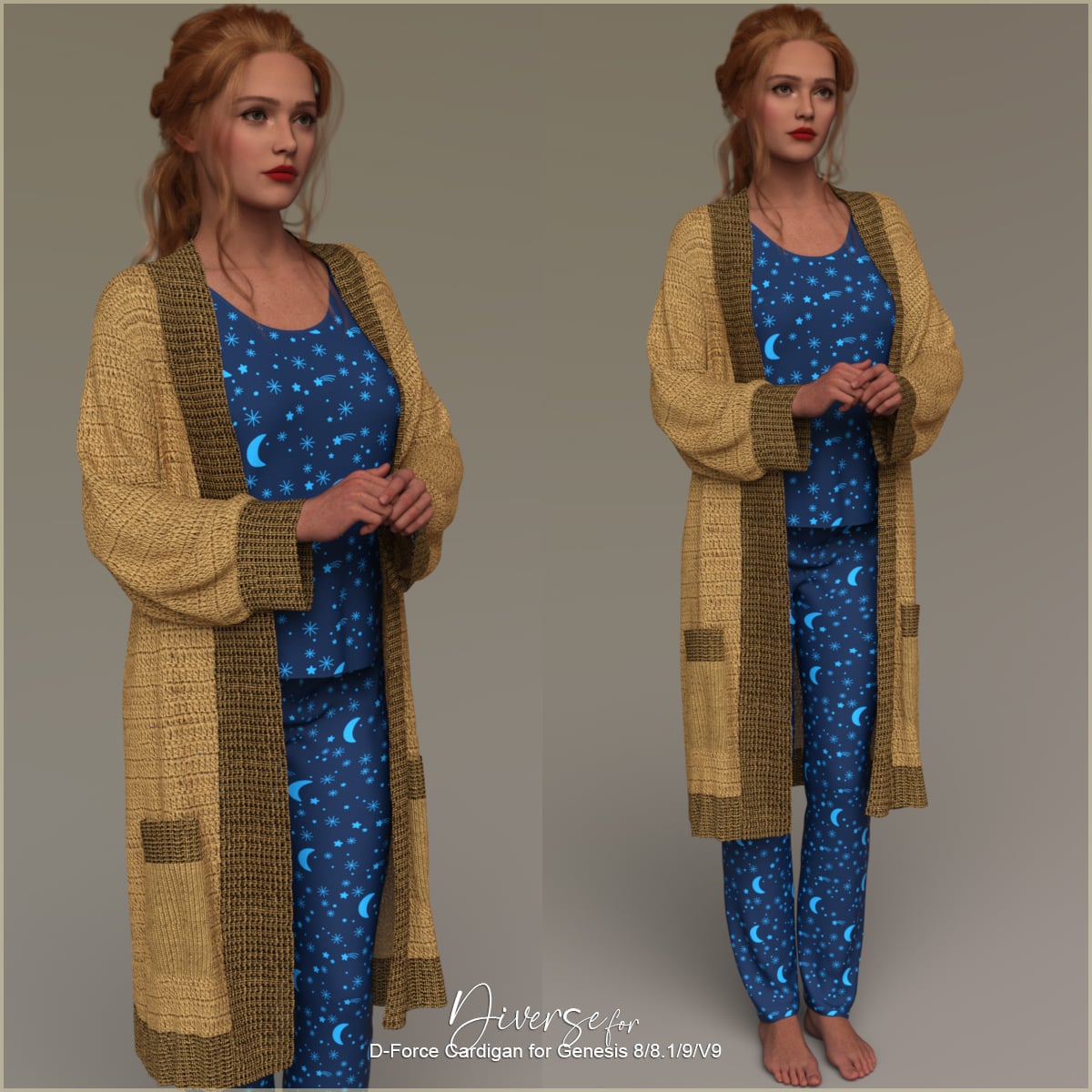 Diverse for D-Force Cardigan for Genesis 8/8.1/9/V9 | Daz 3D