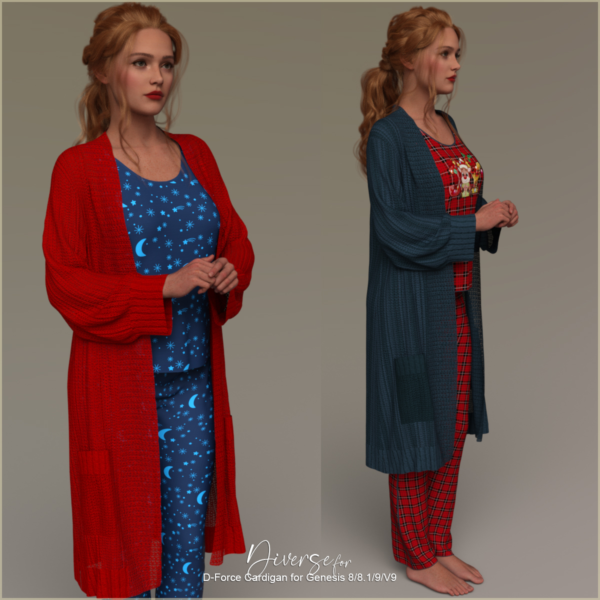 Diverse for D-Force Cardigan for Genesis 8/8.1/9/V9 | Daz 3D