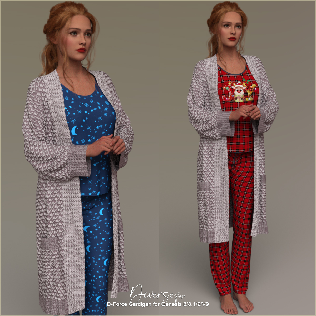 Diverse for D-Force Cardigan for Genesis 8/8.1/9/V9 | Daz 3D