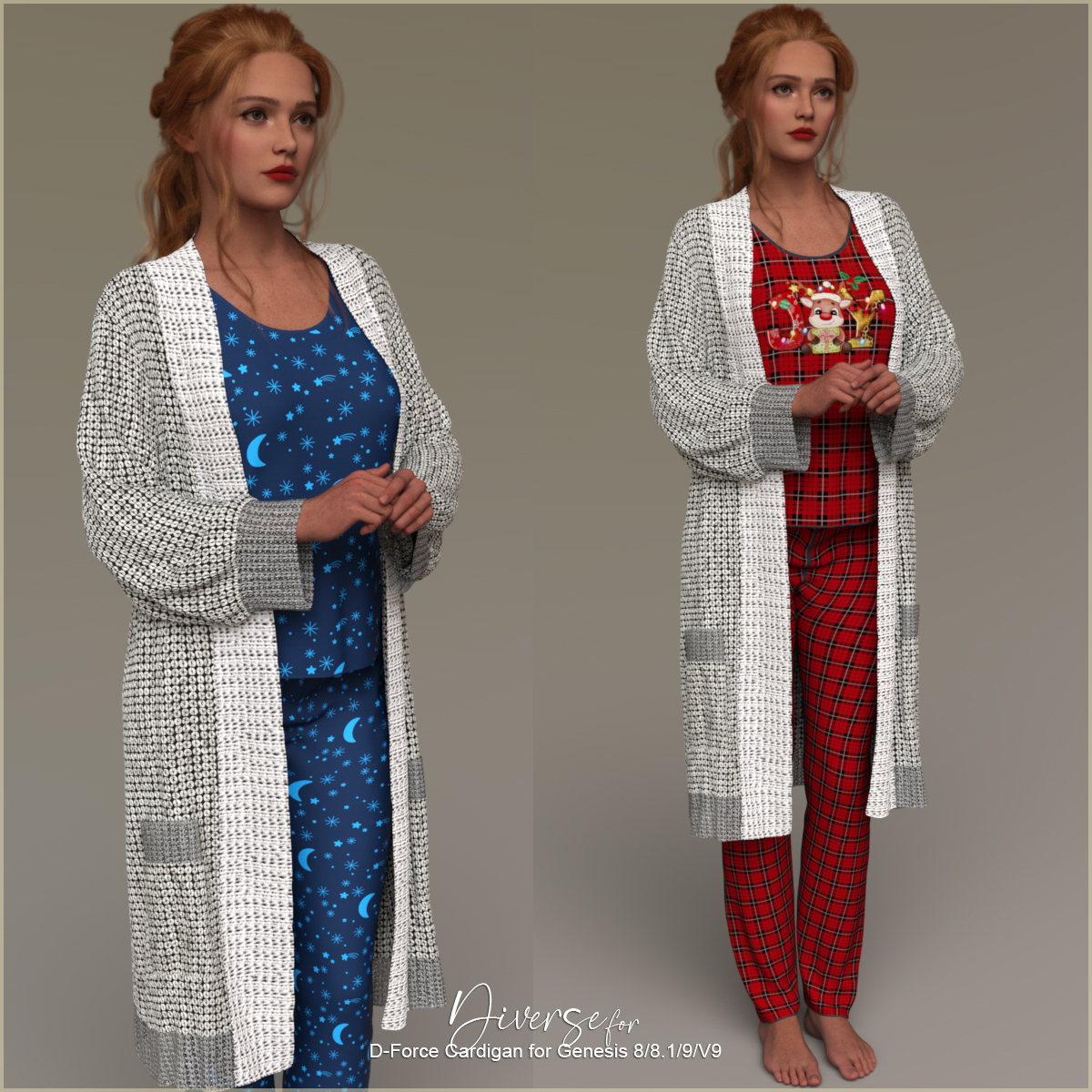 Diverse for D-Force Cardigan for Genesis 8/8.1/9/V9 | Daz 3D