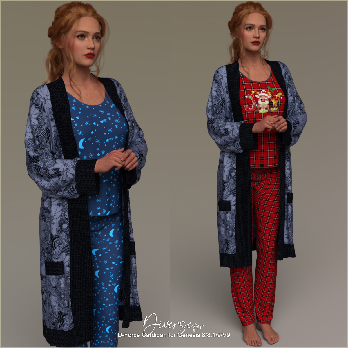 Diverse for D-Force Cardigan for Genesis 8/8.1/9/V9 | Daz 3D
