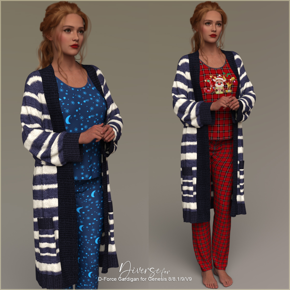Diverse for D-Force Cardigan for Genesis 8/8.1/9/V9 | Daz 3D