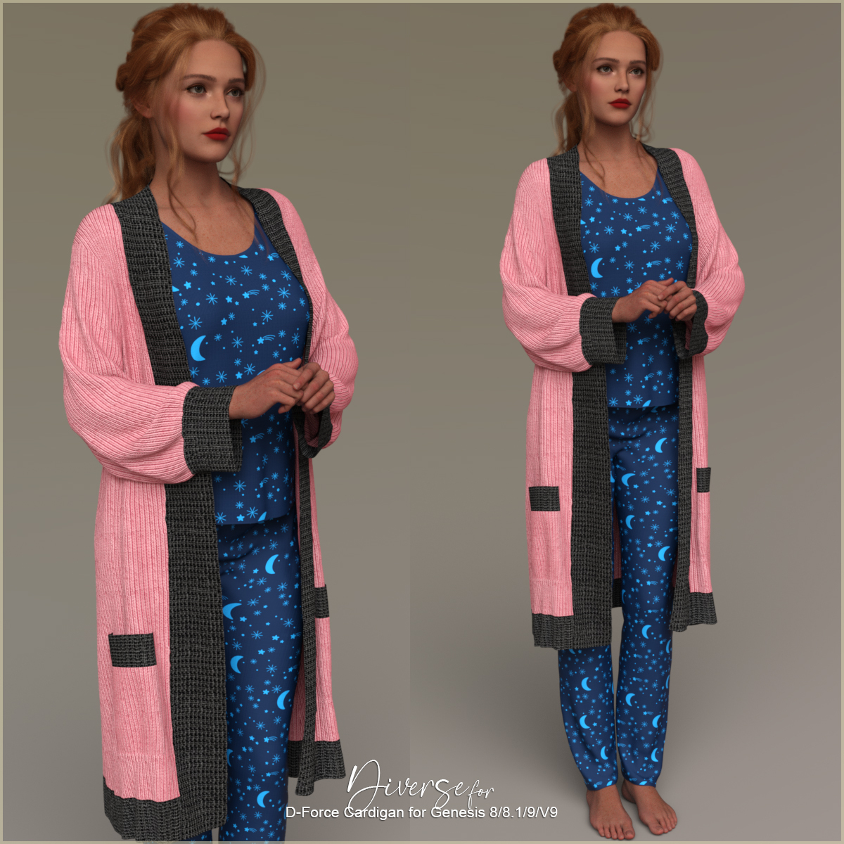 Diverse for D-Force Cardigan for Genesis 8/8.1/9/V9 | Daz 3D