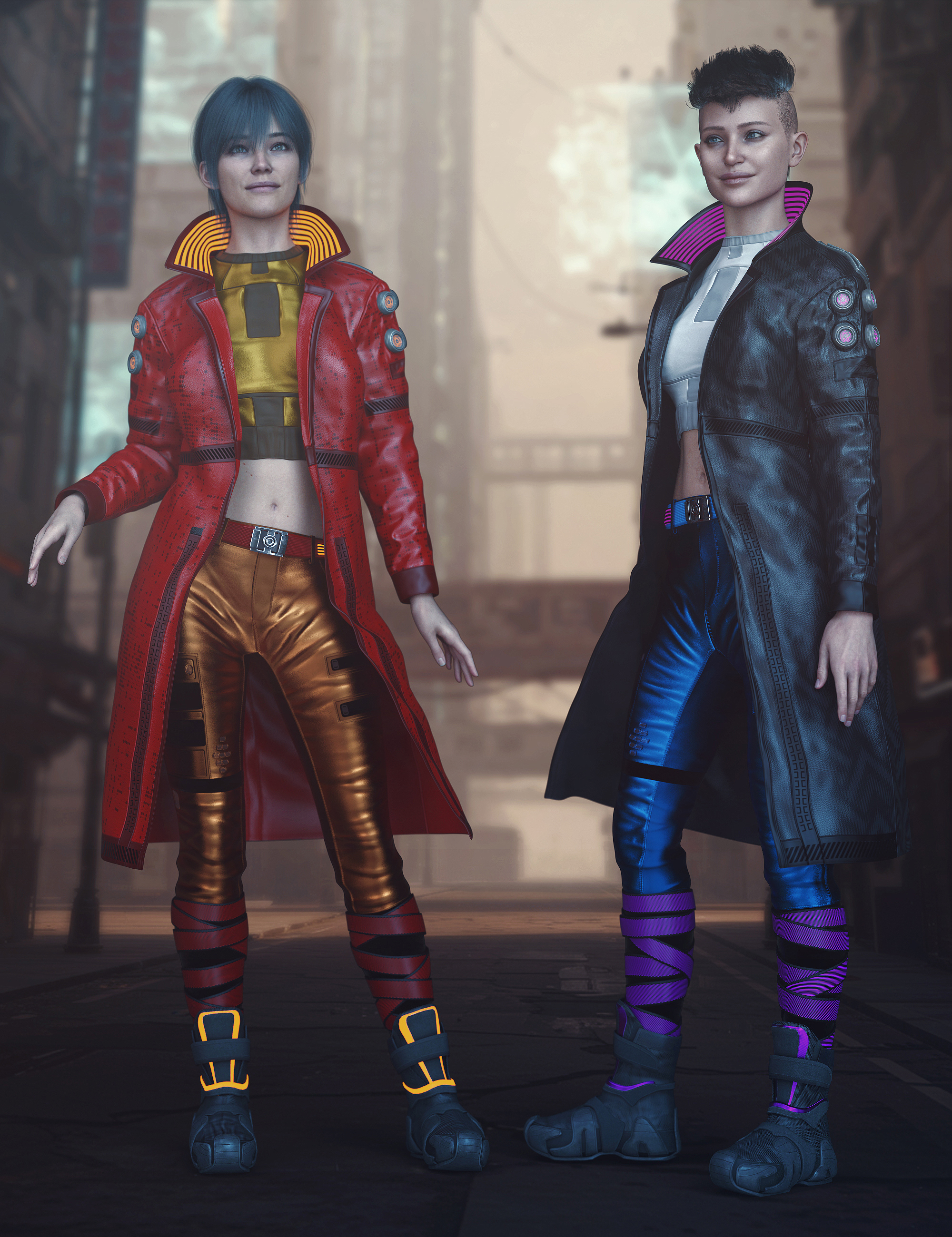 Futuristic Cyber Outfits Bundle for Genesis 9 | Daz 3D