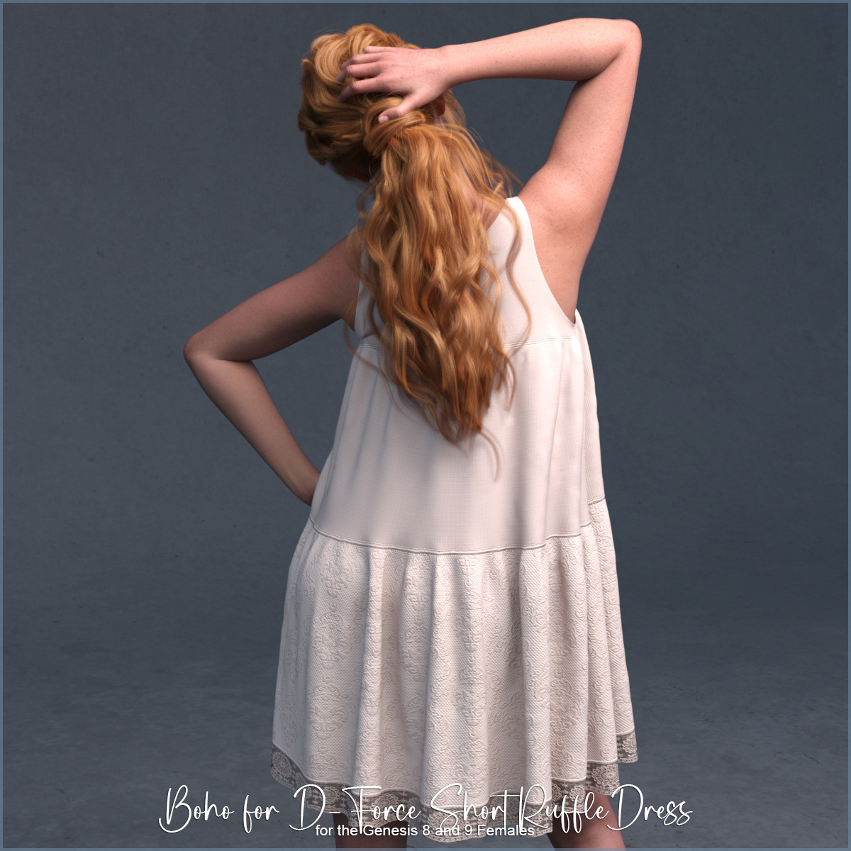 Boho for D-Force Short Ruffle Dress for Genesis 8/8.1/9/V9 | Daz 3D