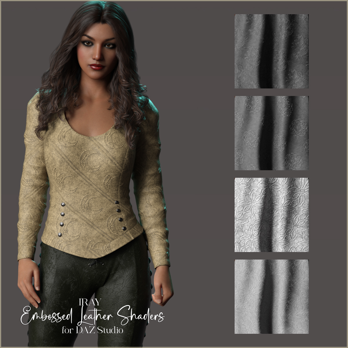 Embossed Leather DS Iray Shaders | Daz 3D