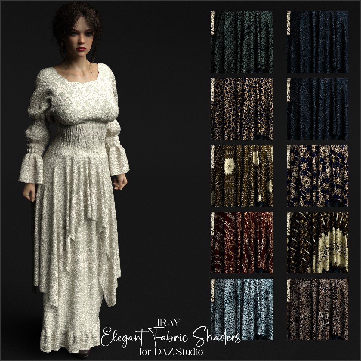 Elegant Fabric DS Iray Shaders | Daz 3D