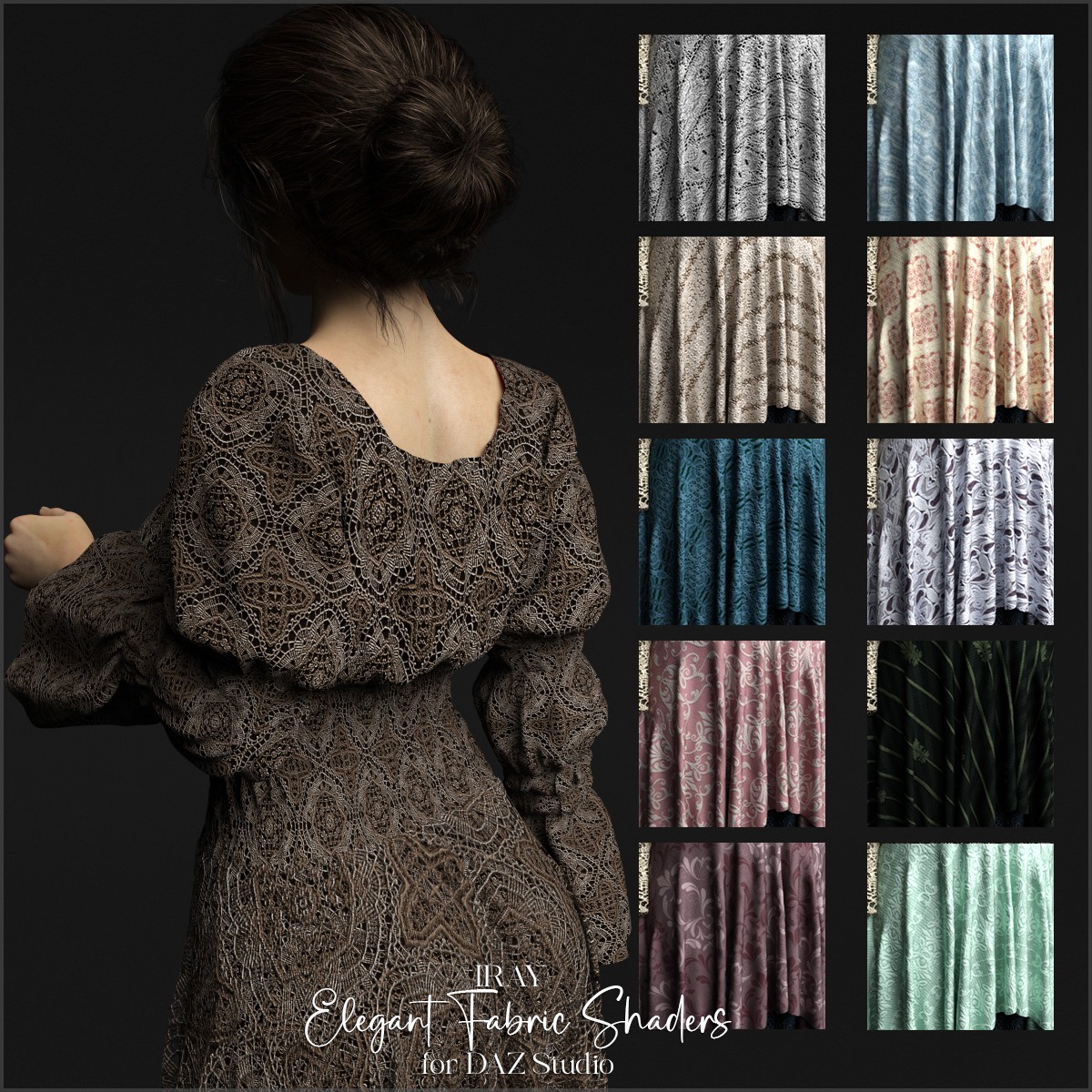 Elegant Fabric DS Iray Shaders | Daz 3D