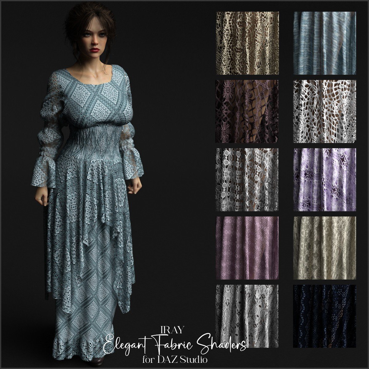 Elegant Fabric DS Iray Shaders | Daz 3D