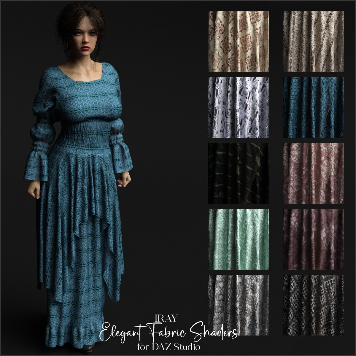 Elegant Fabric DS Iray Shaders | Daz 3D