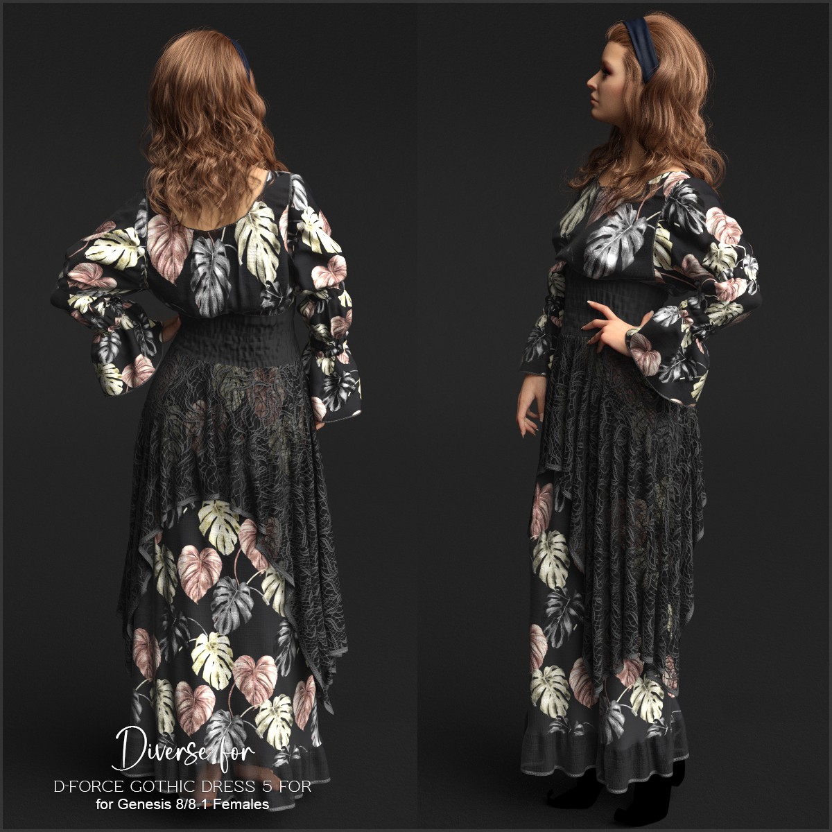 Diverse for D-Force Gothic Dress 5 | Daz 3D