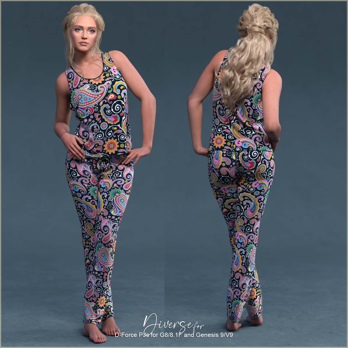 Diverse for D-Force PJs for G8/8.1F and Genesis 9/V9 | Daz 3D