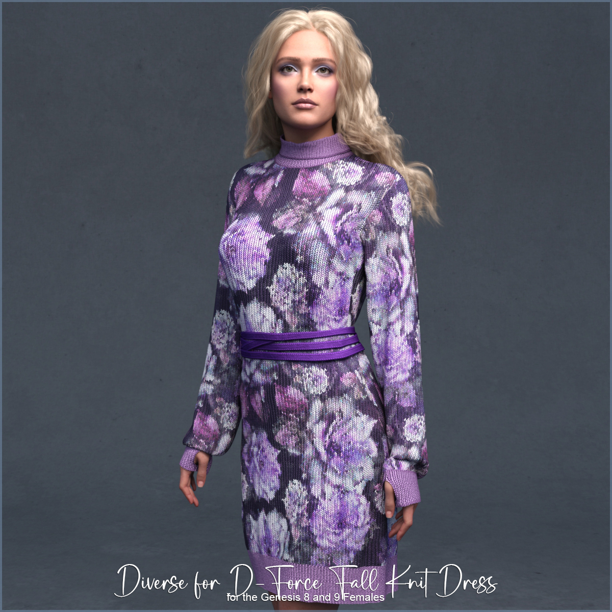 Diverse for D-Force Fall Knit Dress for Genesis 8/8.1/9/V9 | Daz 3D