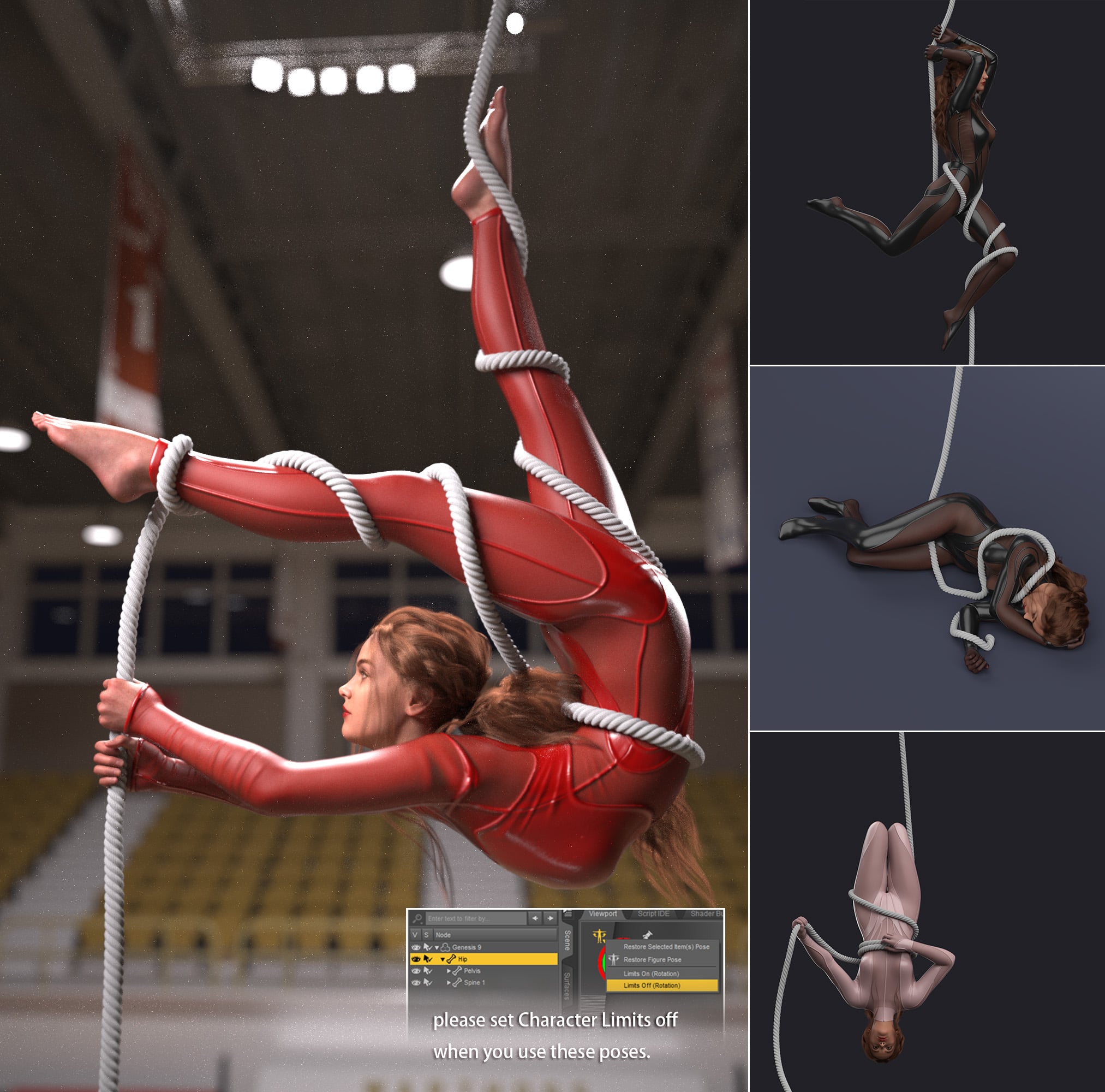 Aerial Dance: Rope Poses For Victoria 9 ⋆ Freebies Daz 3D