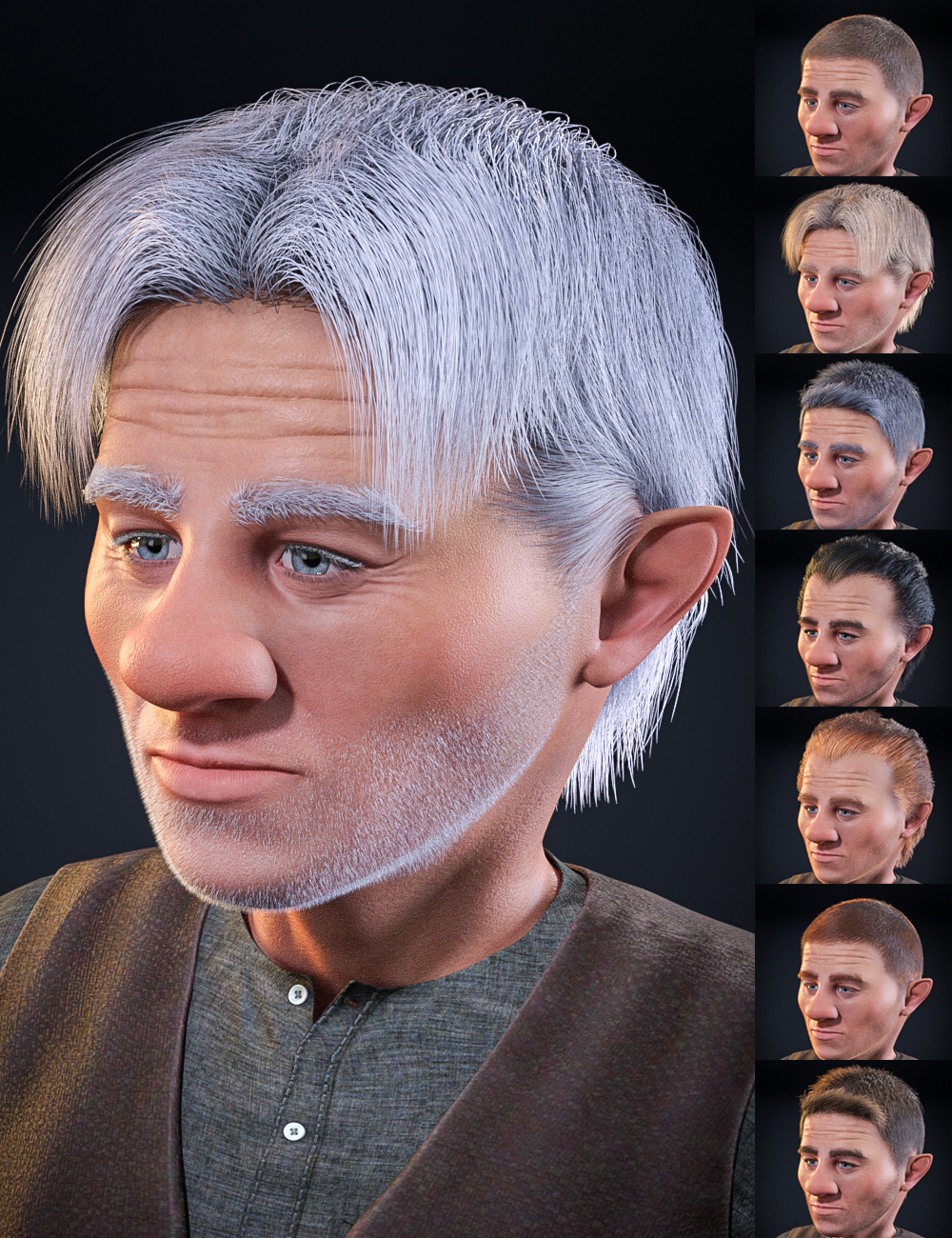 Barnabus Ragwort Short Hair Styles Collection | Daz 3D