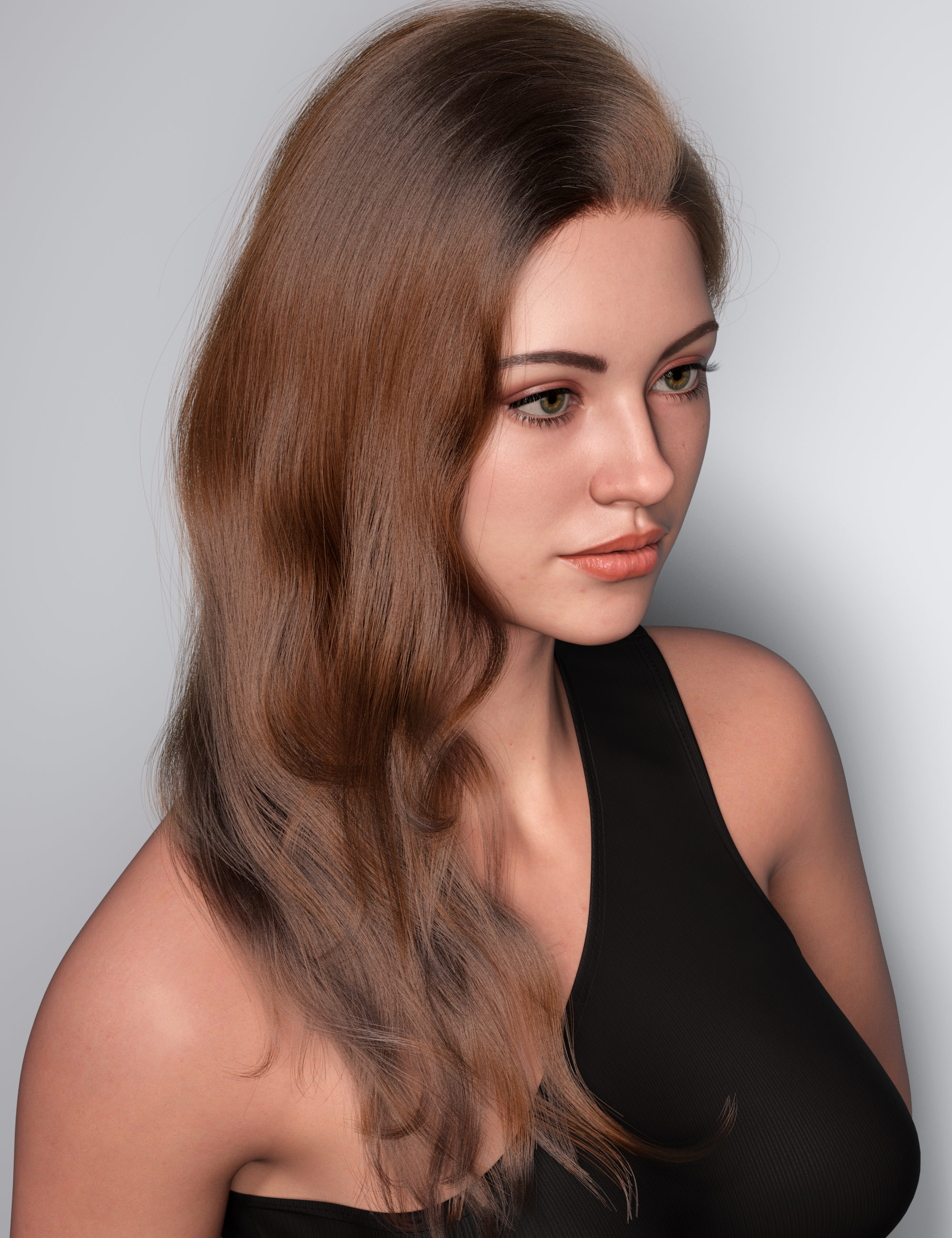 dForce Strand-Based Side Swept Glam Style Hair for Genesis 9 and Genesis 8 Female | Daz 3D