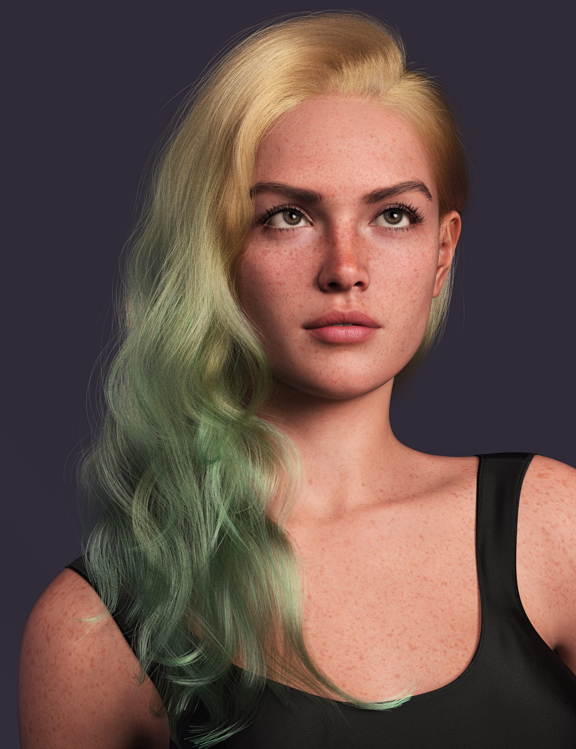 dForce Strand-Based Side Swept Glam Style Hair Color Expansion | Daz 3D