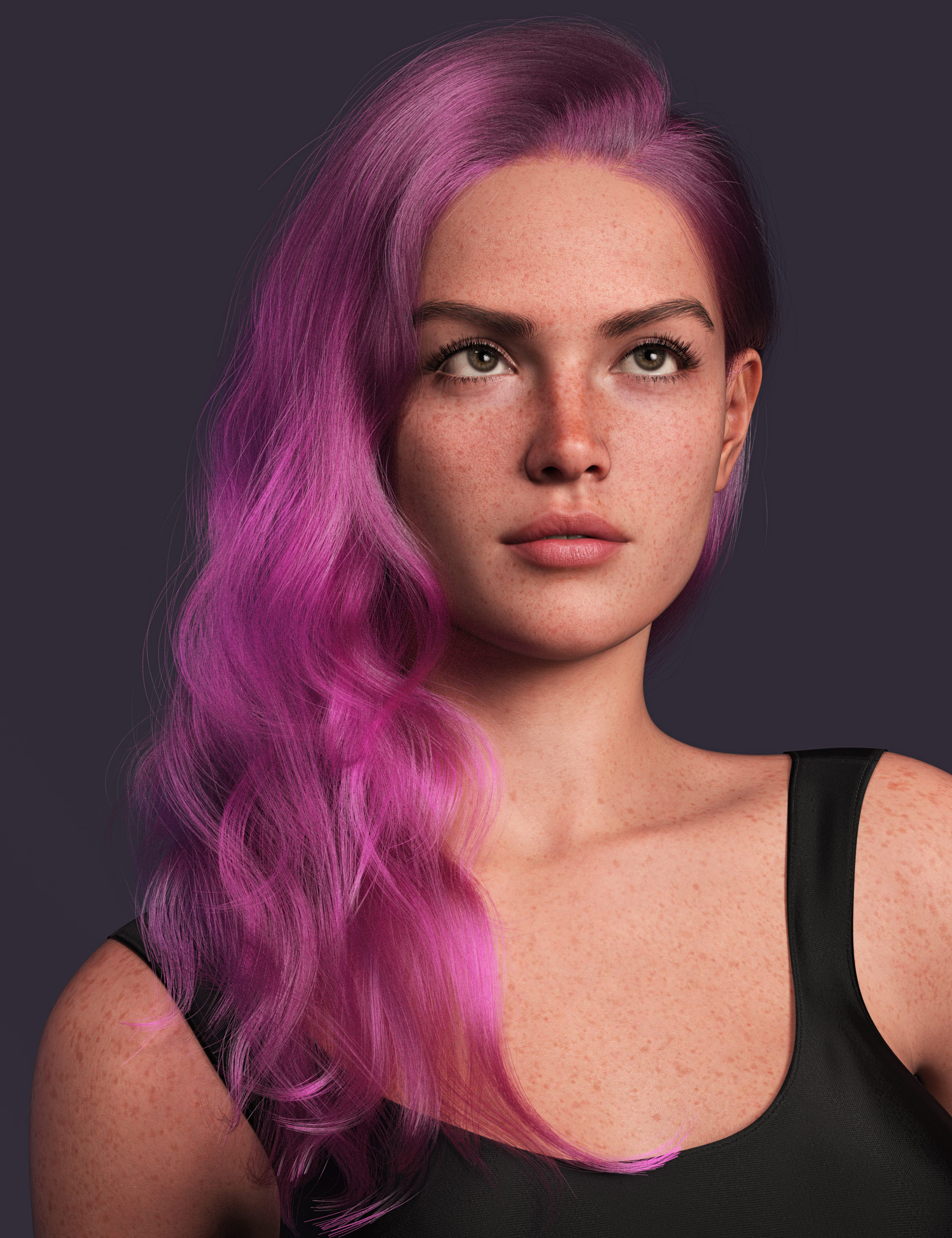 dForce Strand-Based Side Swept Glam Style Hair Color Expansion | Daz 3D