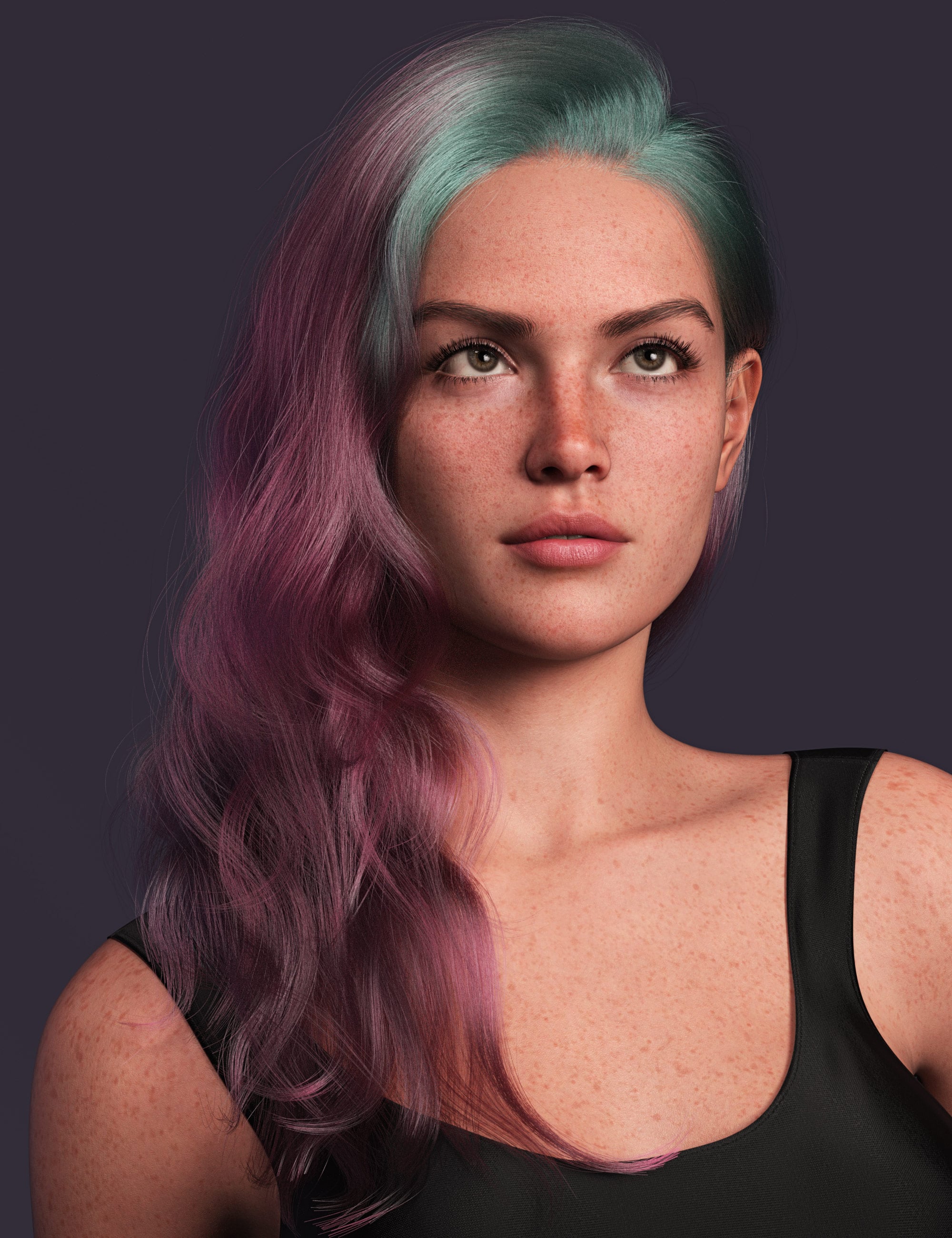 dForce Strand-Based Side Swept Glam Style Hair Color Expansion | Daz 3D