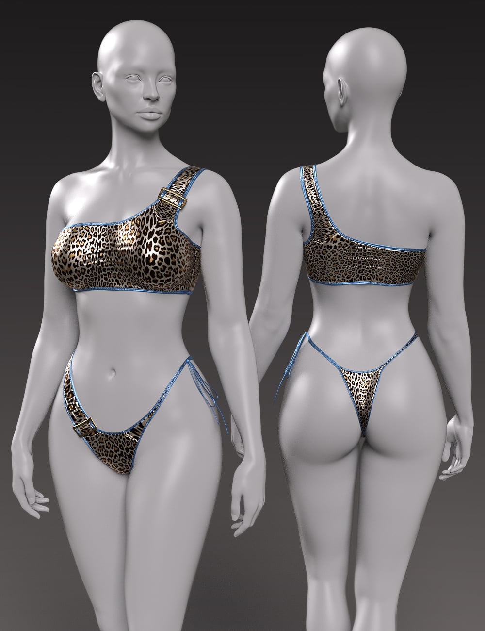 VERSUS - X-Fashion Asymmetric Buckle Bikini Texture Add-On | Daz 3D