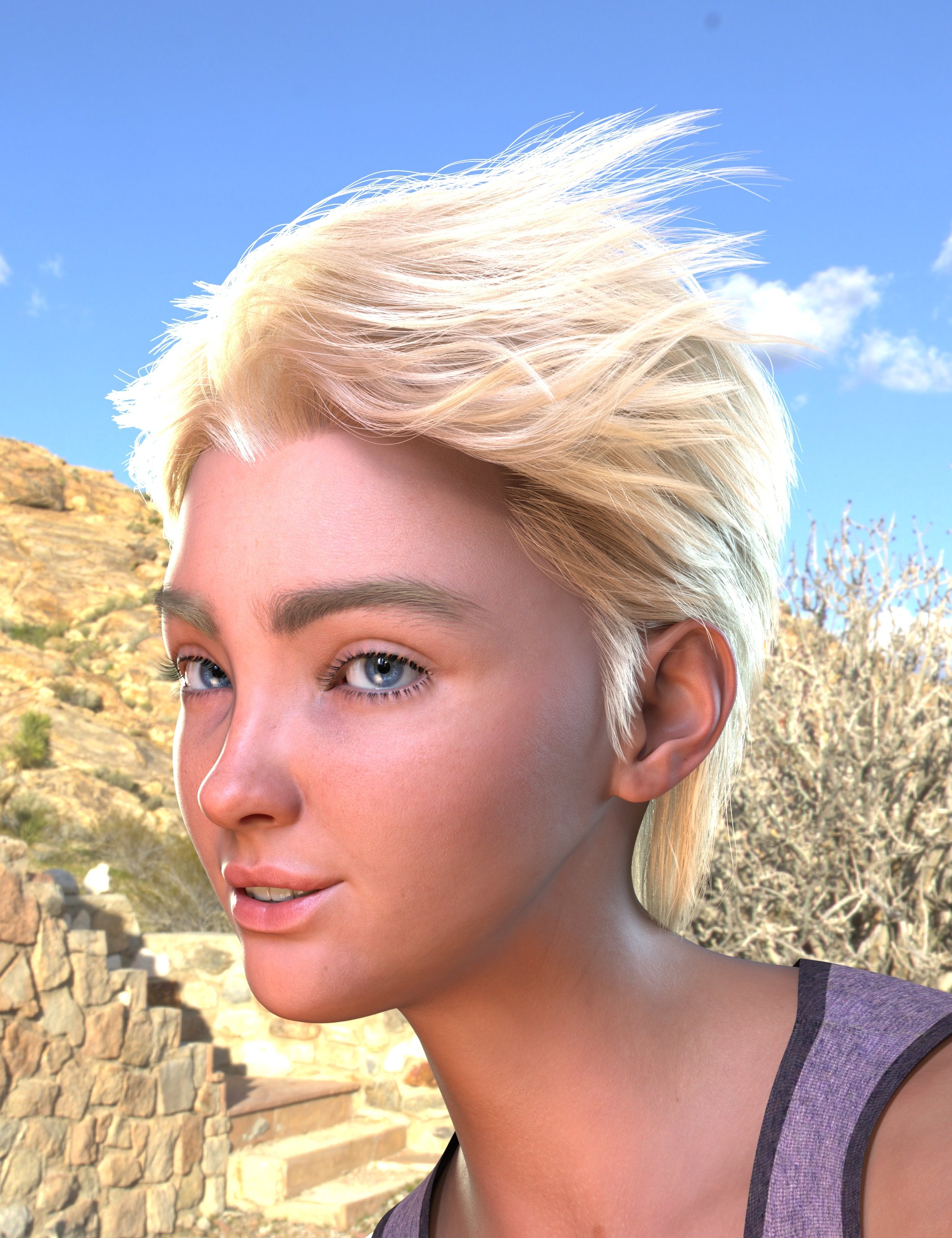 dForce Strand-Based FE Pixie Bob Hair for Genesis 9 | Daz 3D