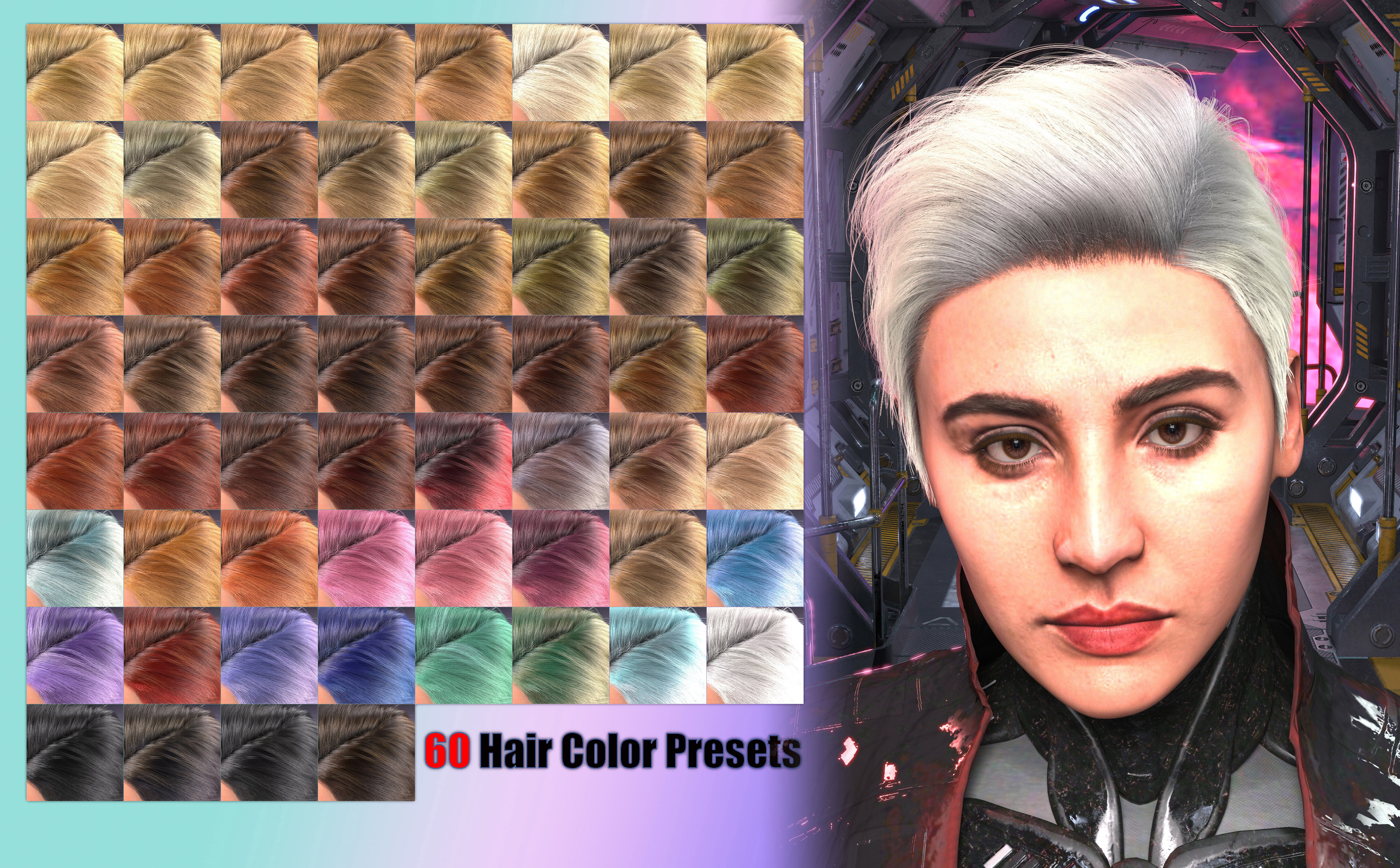 FE Advent Sci-Fi Hair 3-in-1 Bundle for Genesis 9 | Daz 3D