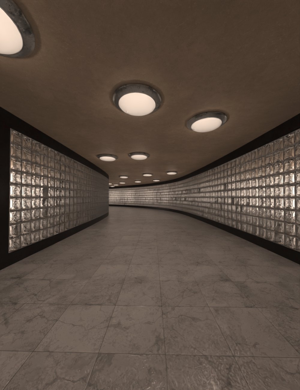 HT Glass Bricks Corridor Berlin | Daz 3D