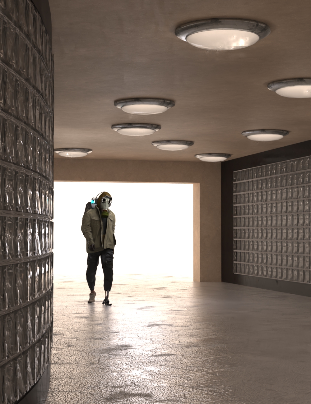 HT Glass Bricks Corridor Berlin | Daz 3D