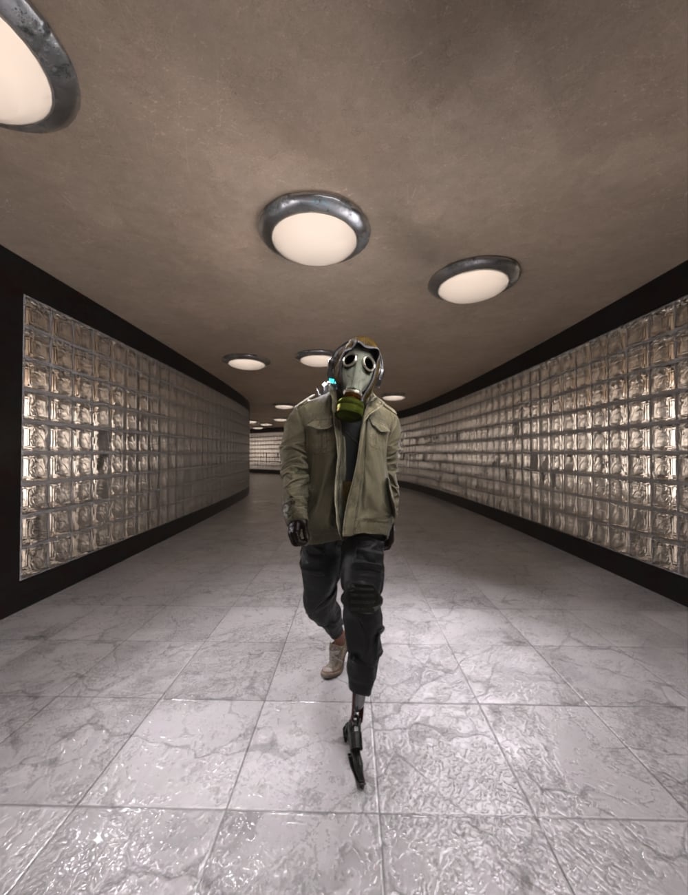 HT Glass Bricks Corridor Berlin | Daz 3D