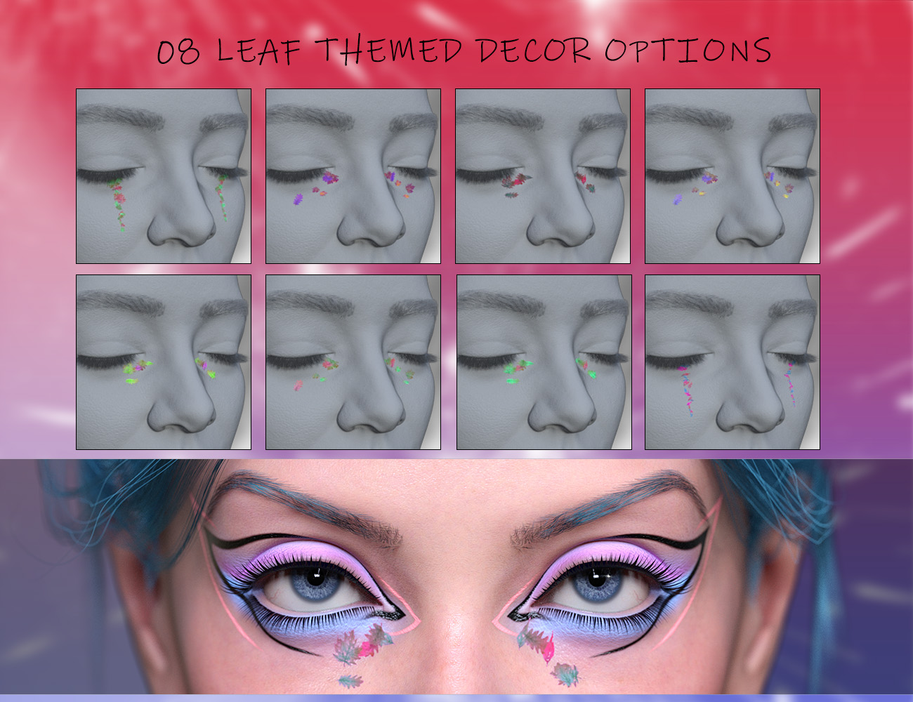 Rainbow Glitter Eyeshadow Builder for Genesis 9 | Daz 3D