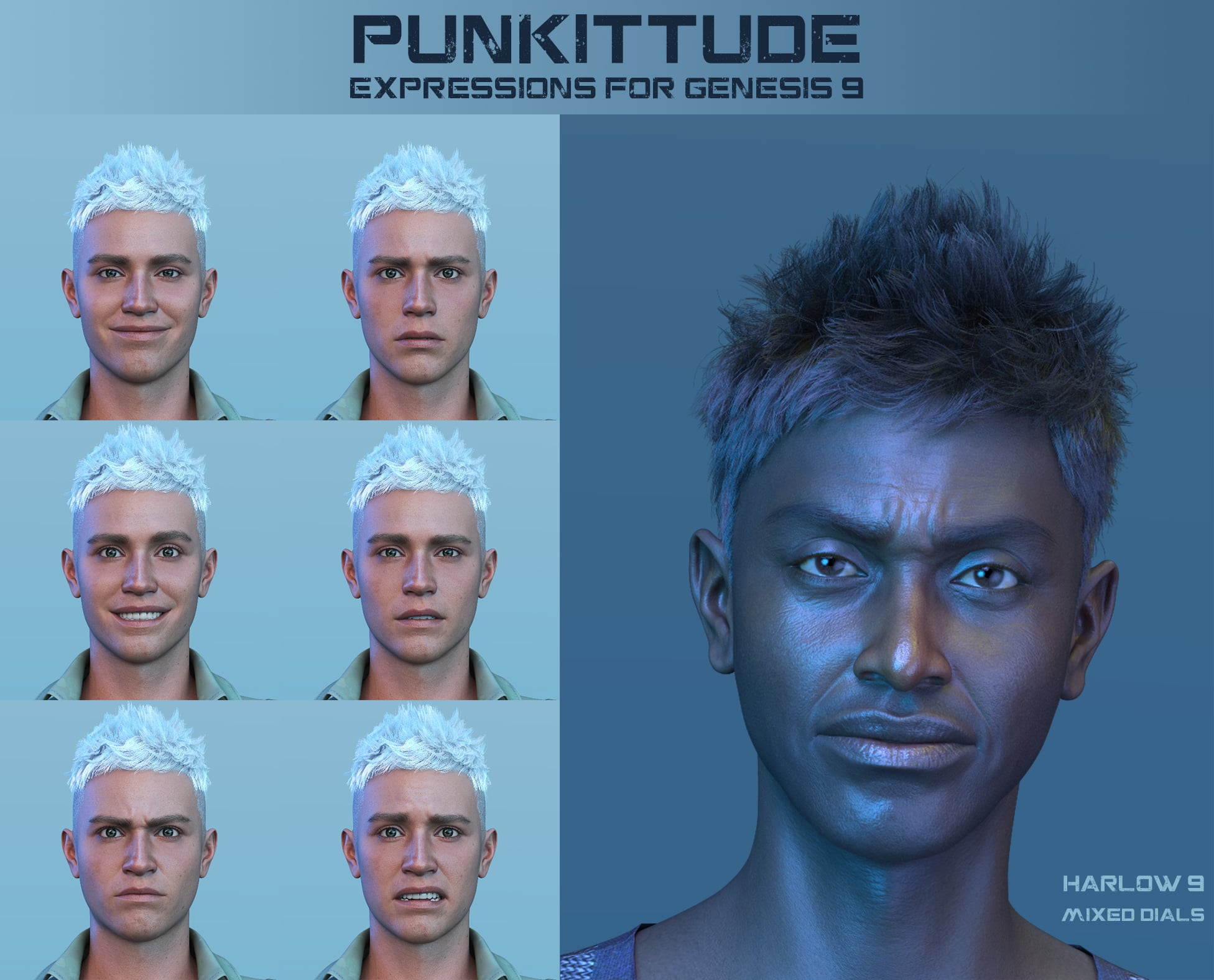 PTF Punkittude Expressions for Genesis 9 | Daz 3D