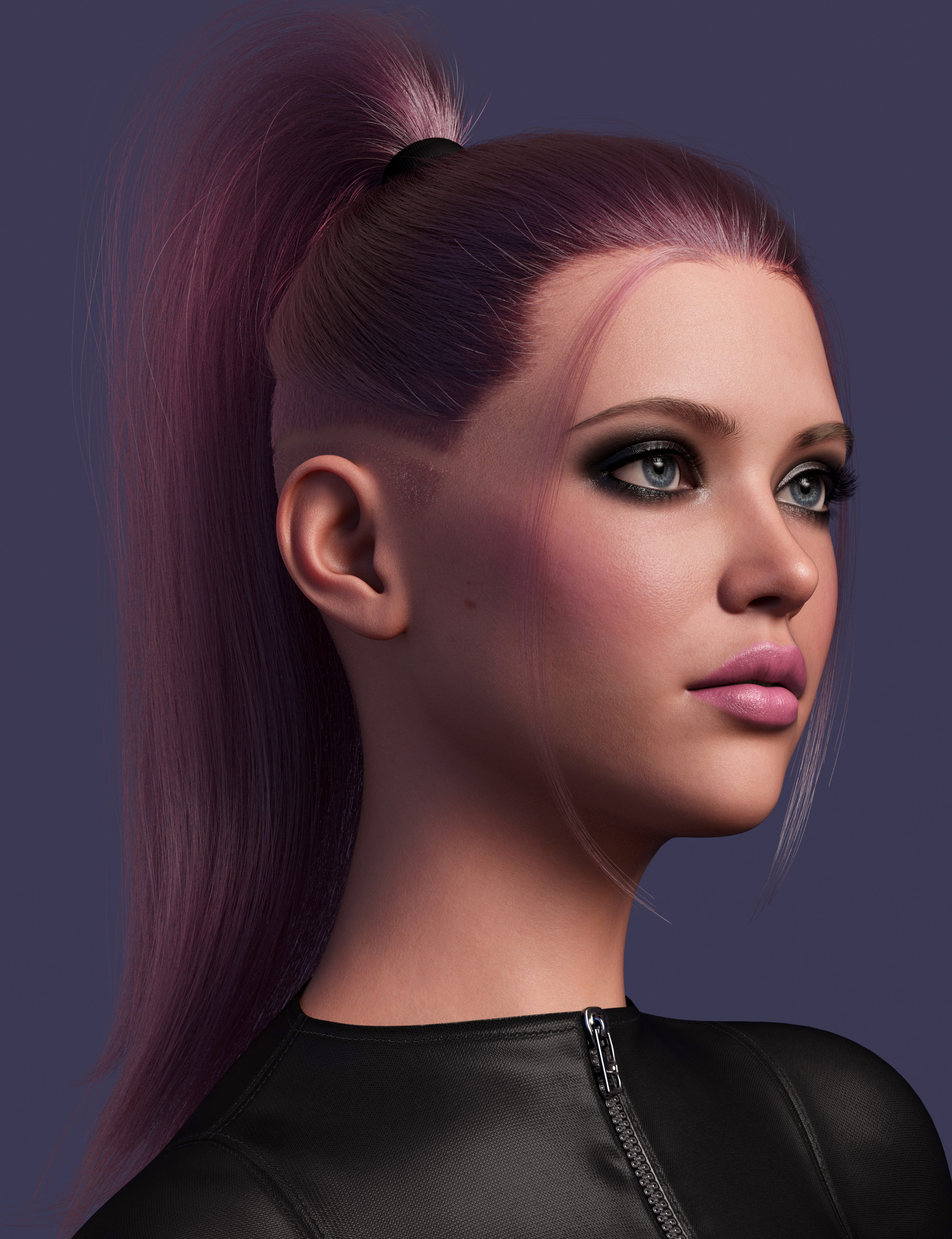 dForce Strand-Based 2-in-1 Edgy Ponytail Hair Color Expansion | Daz 3D
