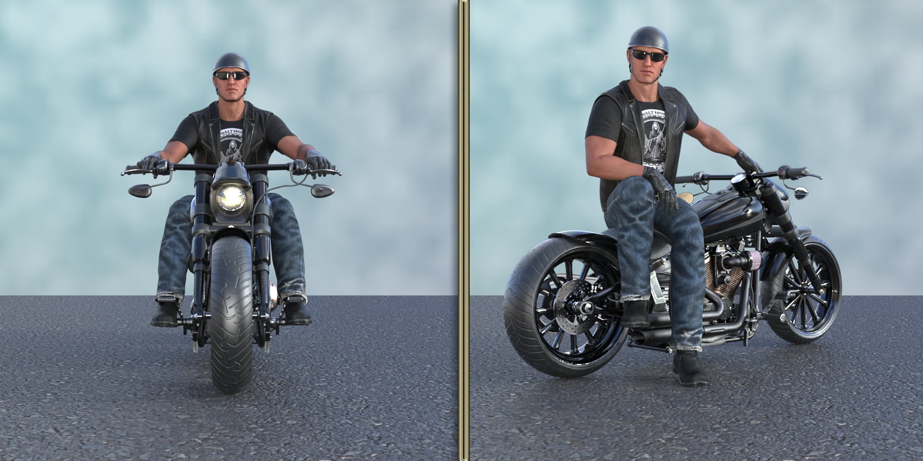 Rider Julian Poses for Julian 9 and XI Dark Custom Chopper | Daz 3D