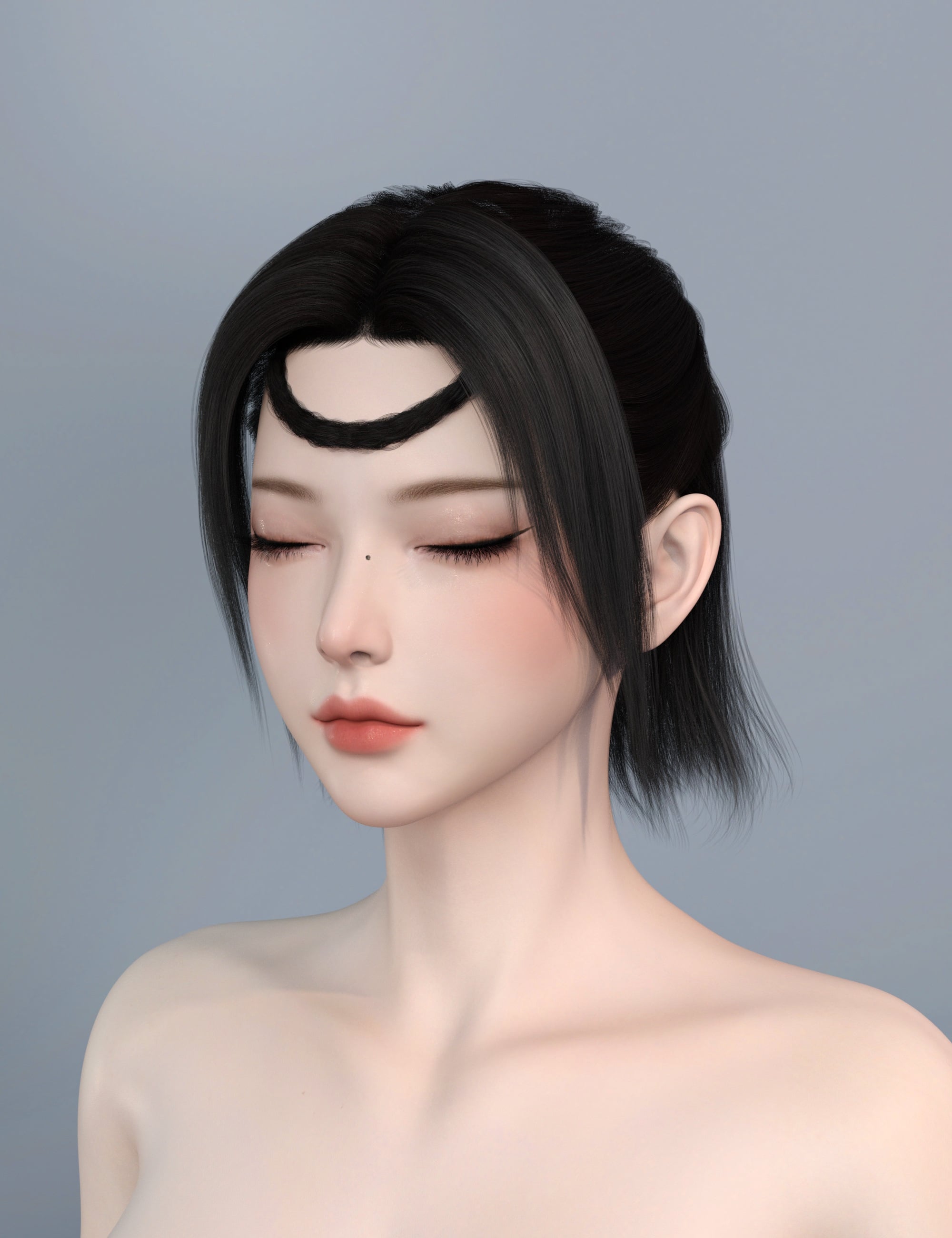 Noki Crescent String Bun for Genesis 9 | Daz 3D