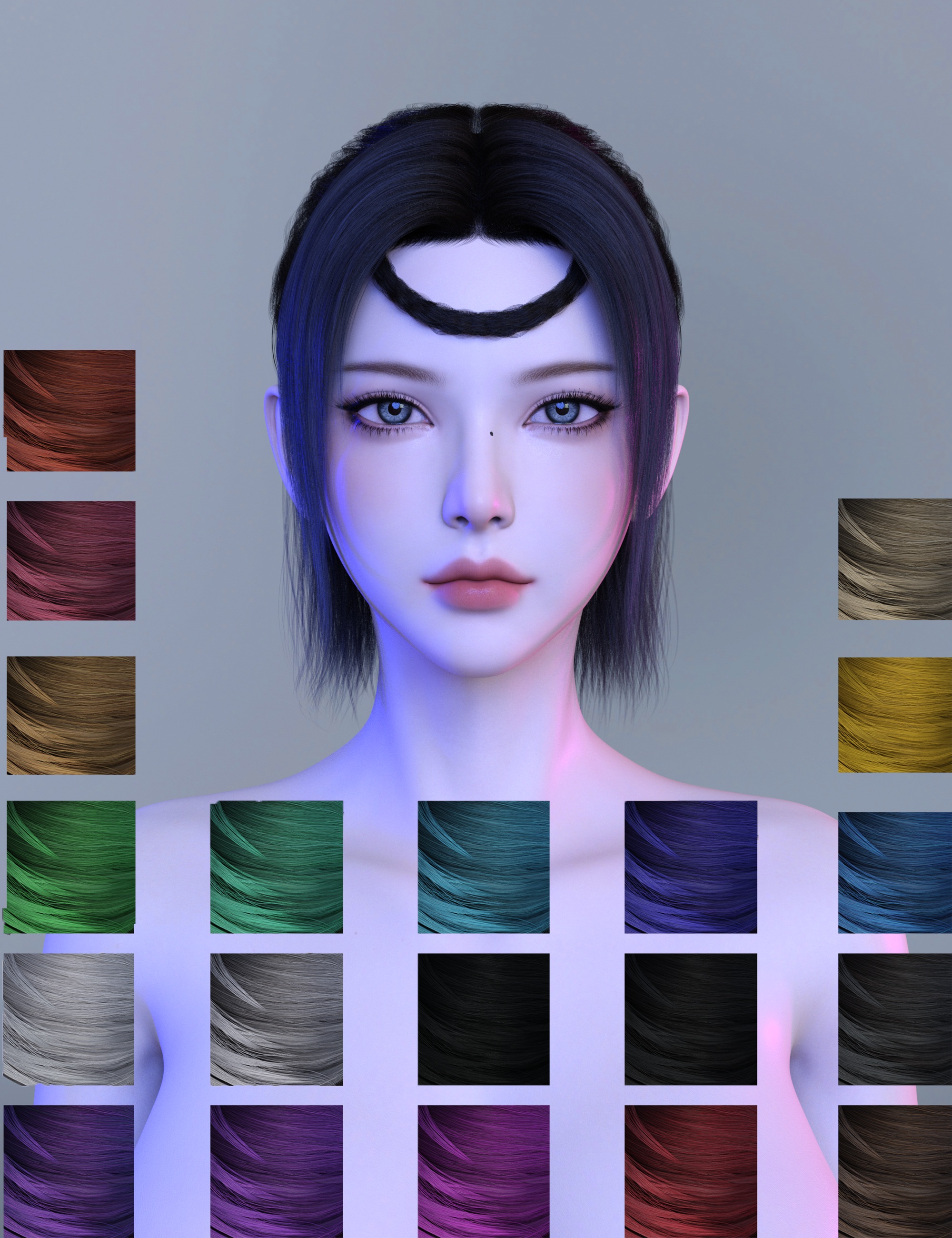 Noki Crescent String Bun for Genesis 9 | Daz 3D